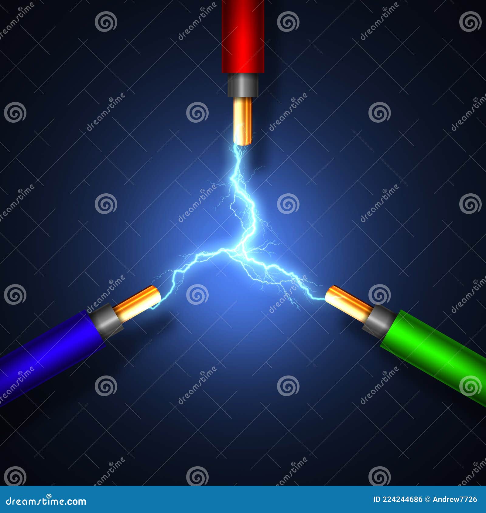 Electrical Discharge With Lightning Beam Isolated On Checkered ...