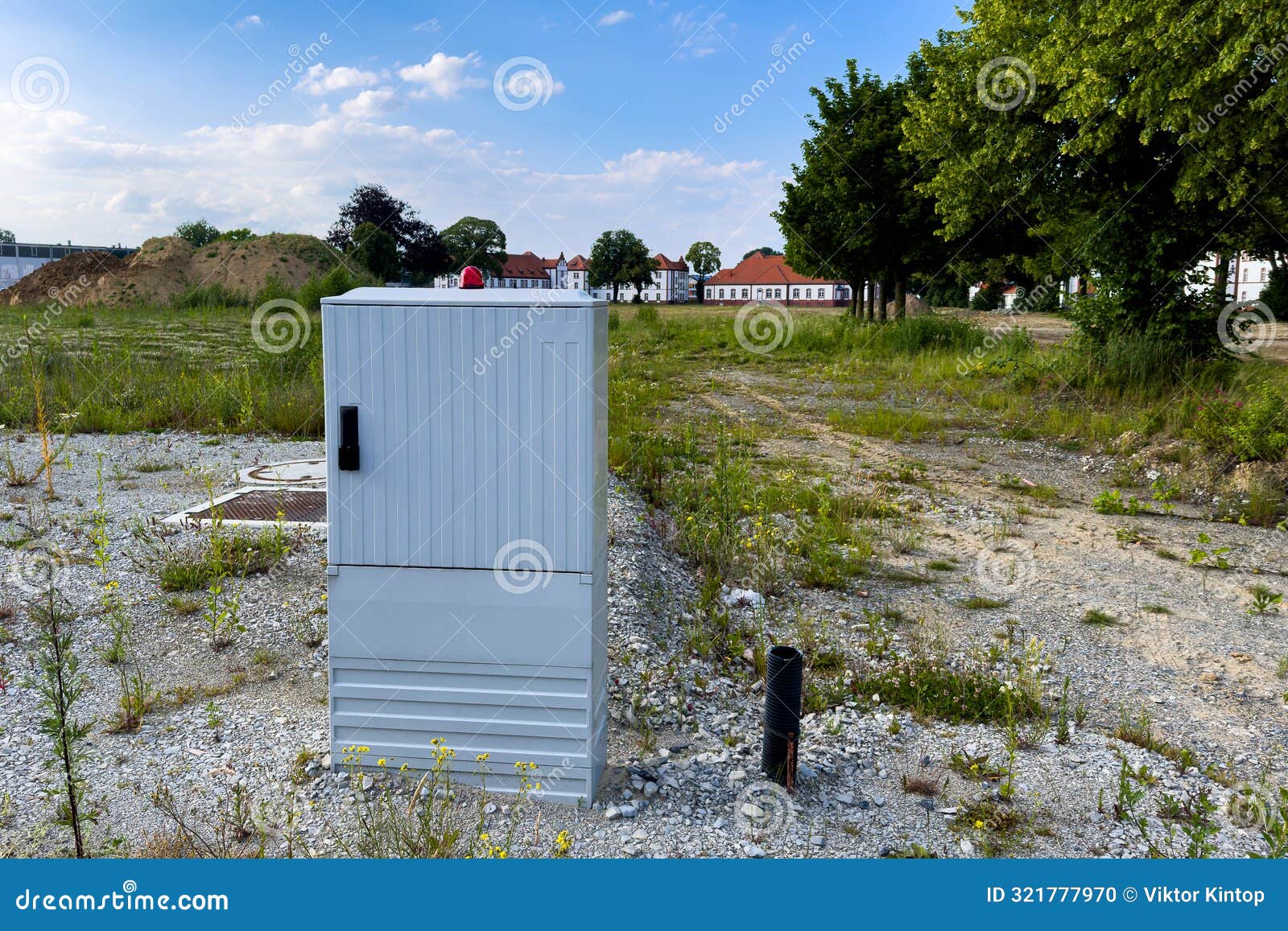 Electrical Distribution Cabinet on an Empty Construction Site. Stock ...