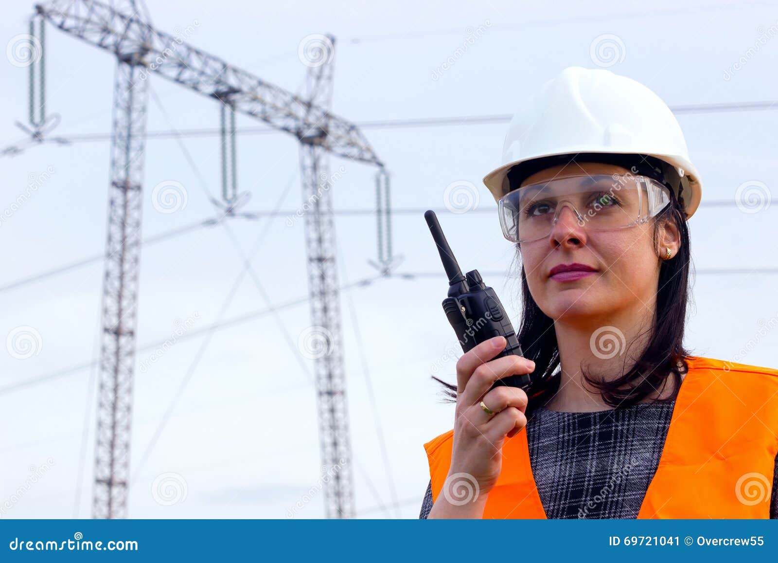 Electrical Distribution Engineer Talking on a Walkie- Talkie Stock ...