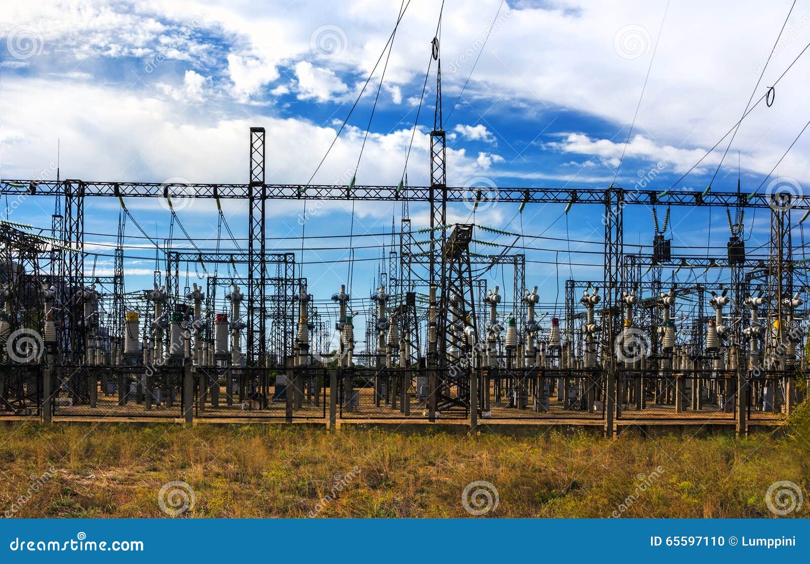 Electrical Distribution Station, Transformers, High-voltage Line Stock ...