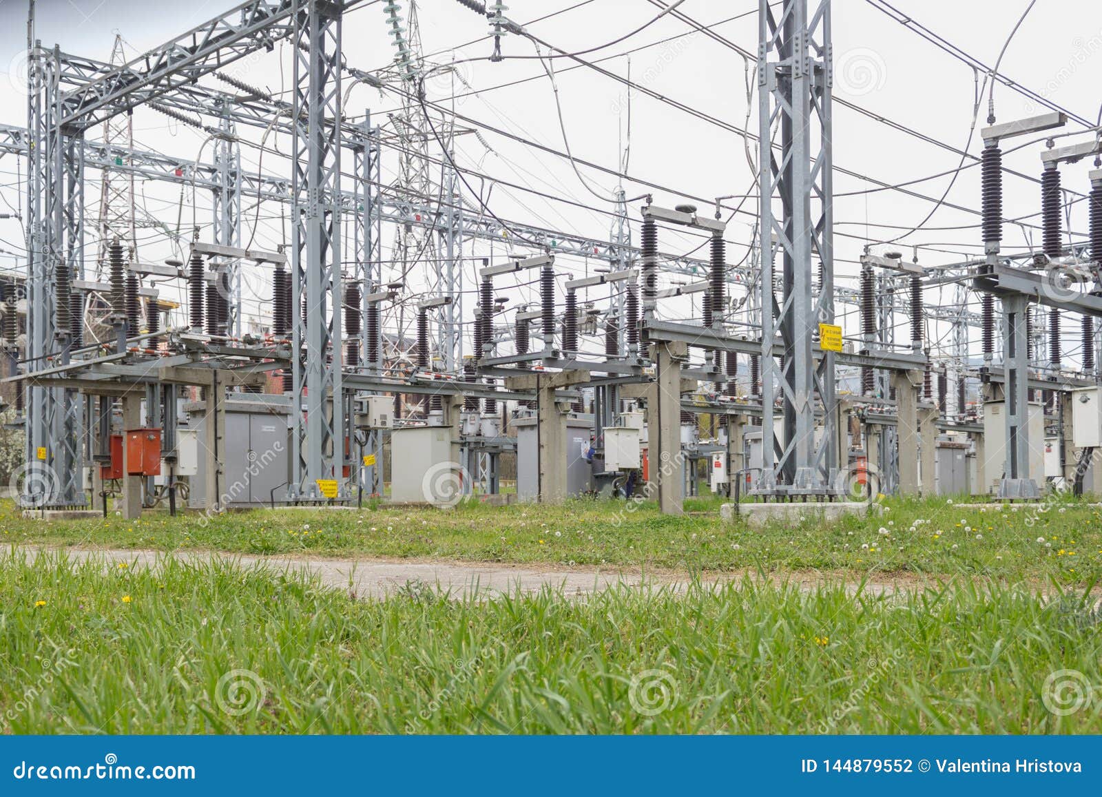 Electrical Distribution Station, Transformers, High-voltage Lines ...