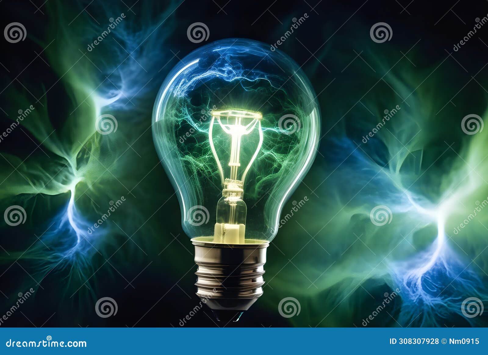 Electrical Energy Concept Illustration. Light Bulb and Sustainable ...