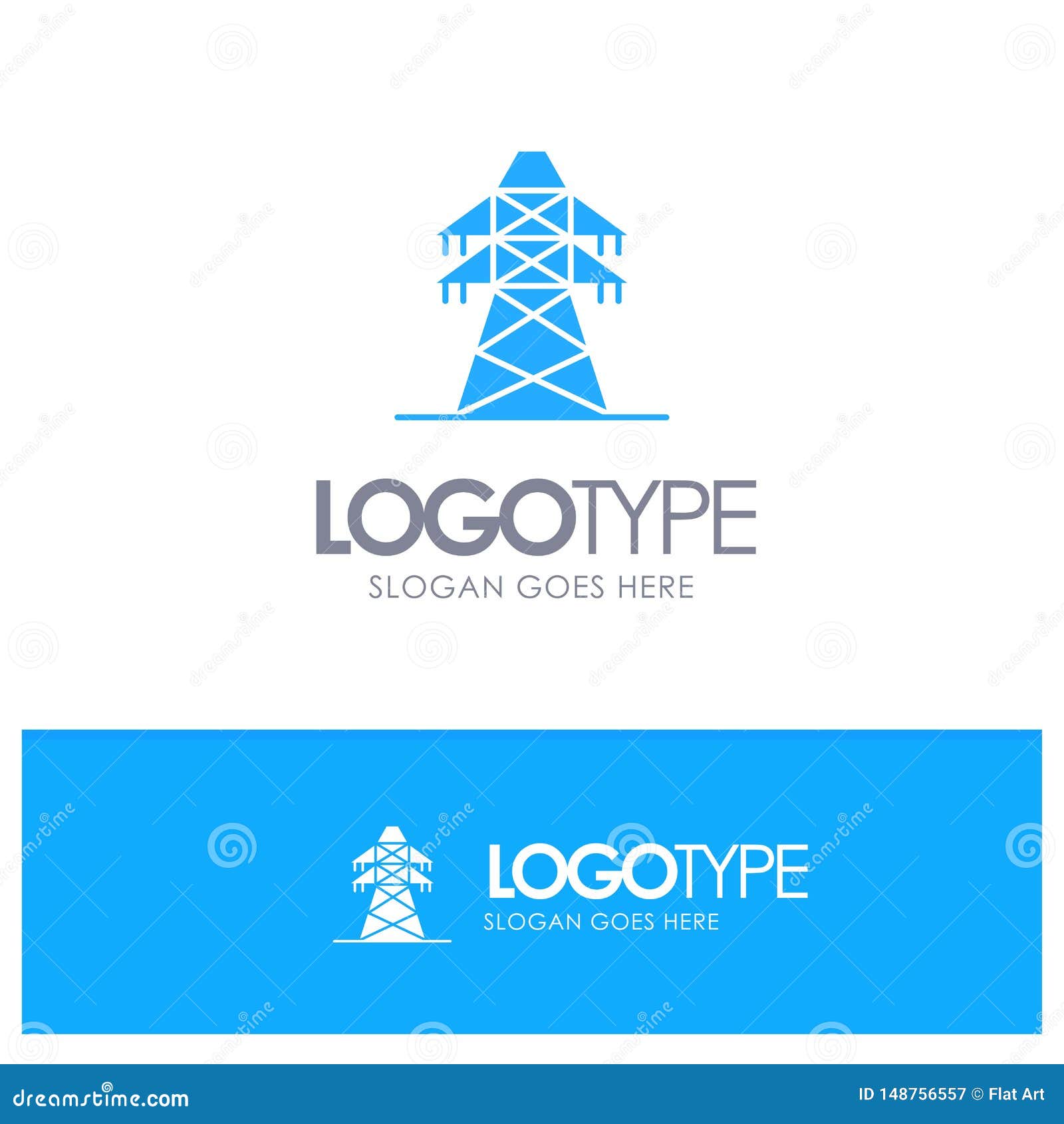 Electrical, Energy, Transmission, Transmission Tower Blue Solid Logo ...