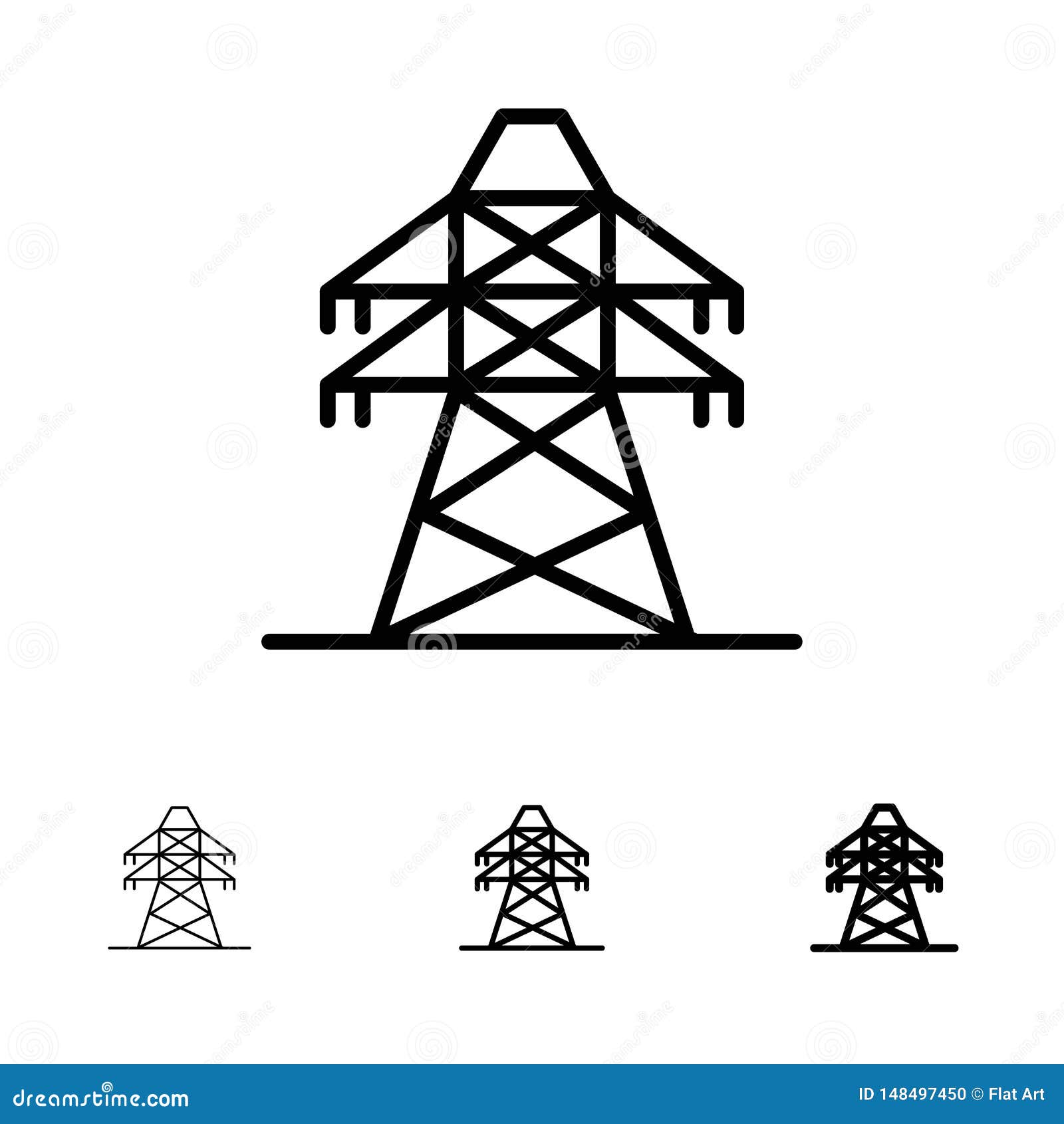 Electrical, Energy, Transmission, Transmission Tower Bold and Thin ...