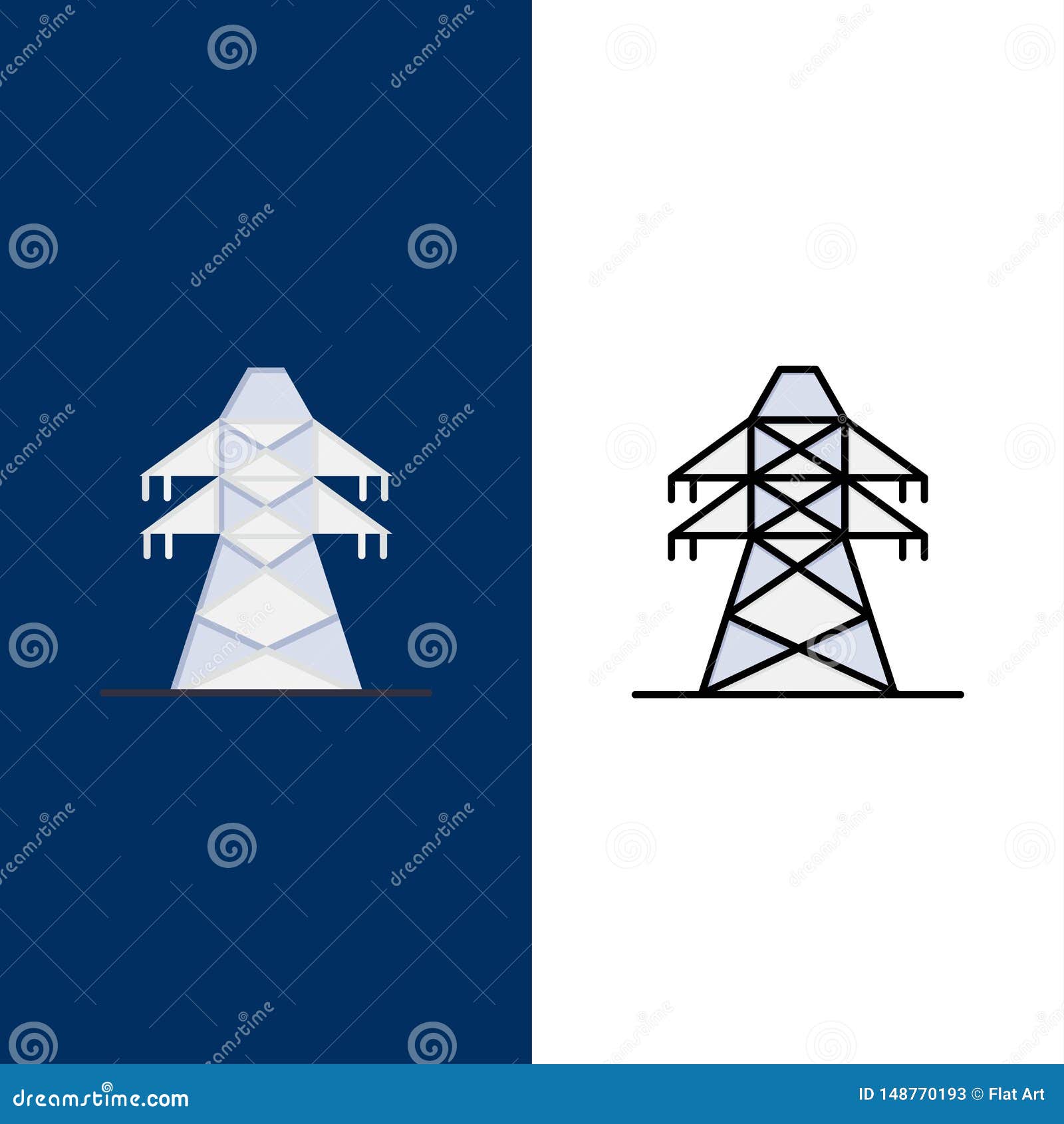 Electrical, Energy, Transmission, Transmission Tower Icons. Flat and ...