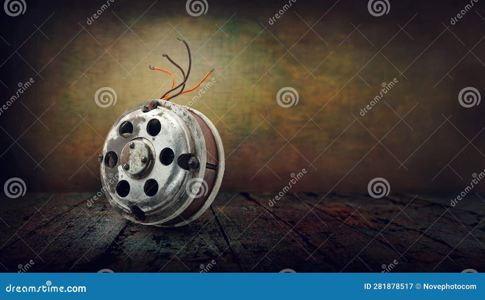 Electrical Engine. Old Electric Motor on Abstract Grunge Background ...