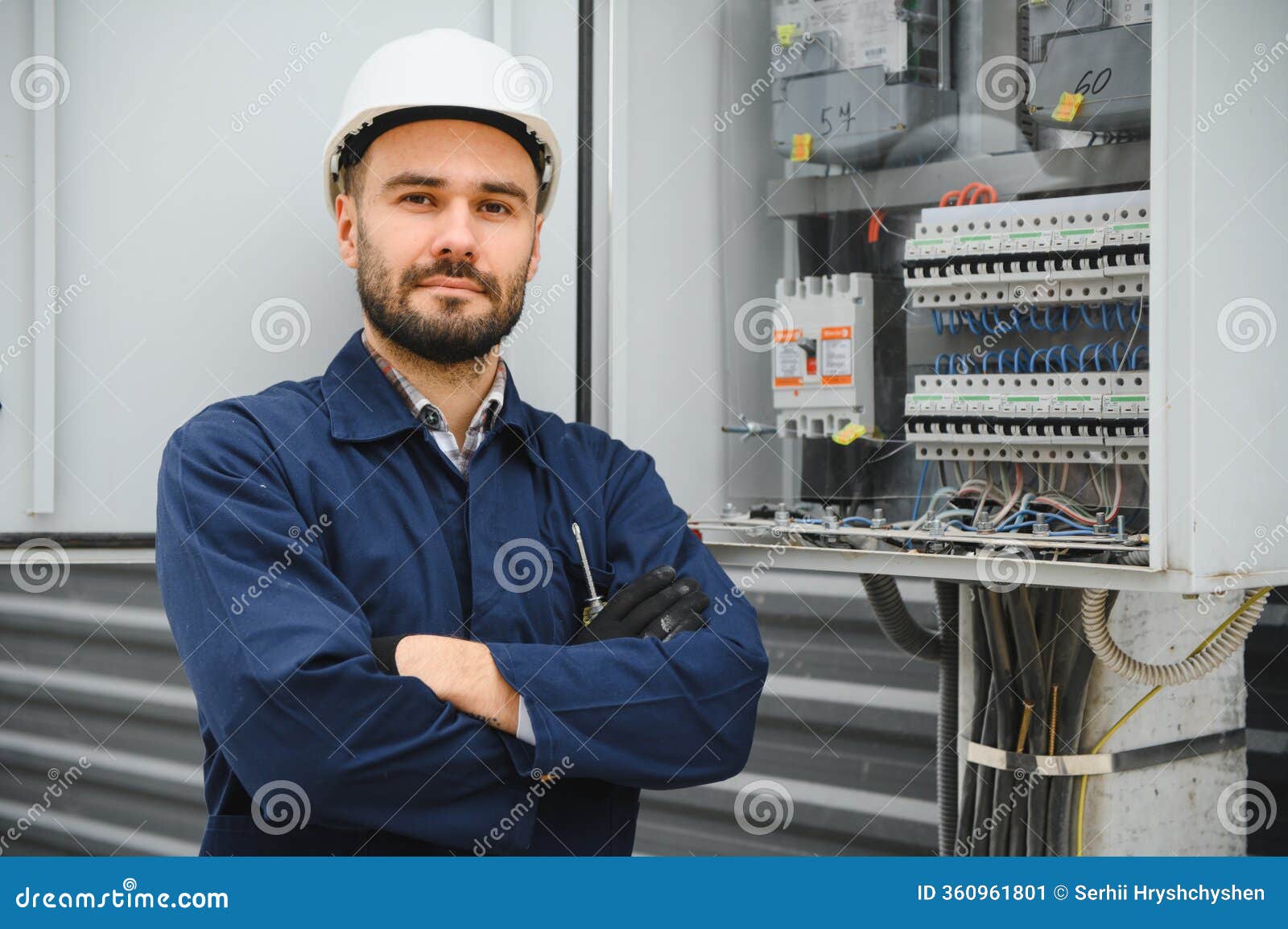 Electrical Engineer Approving Power Distribution Box Installation on ...