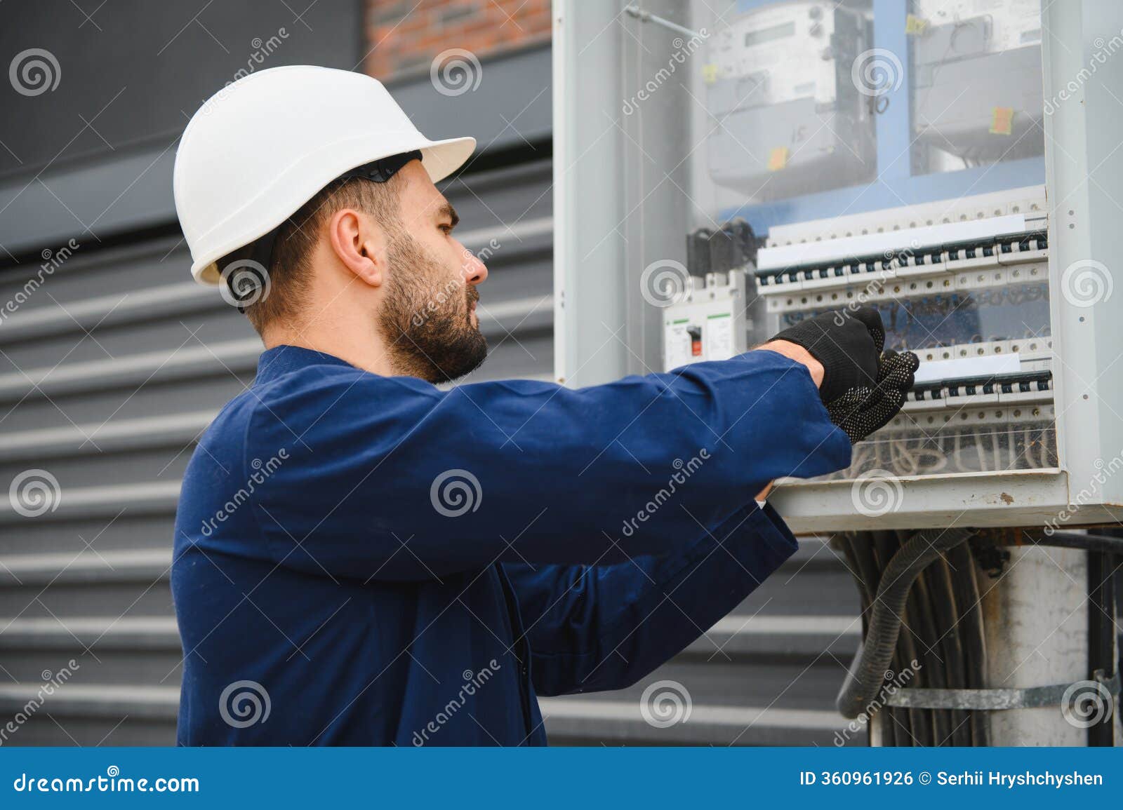 Electrical Engineer Approving Power Distribution Box Installation on ...
