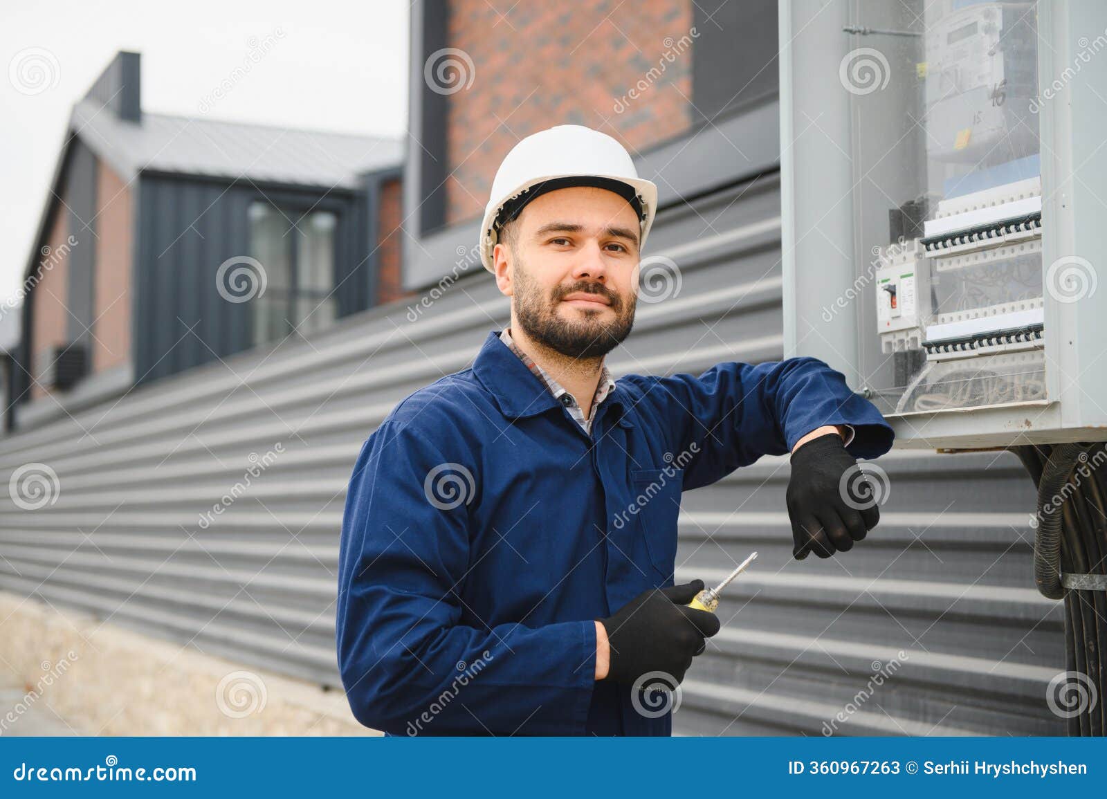 Electrical Engineer Approving Power Distribution Box Installation on ...