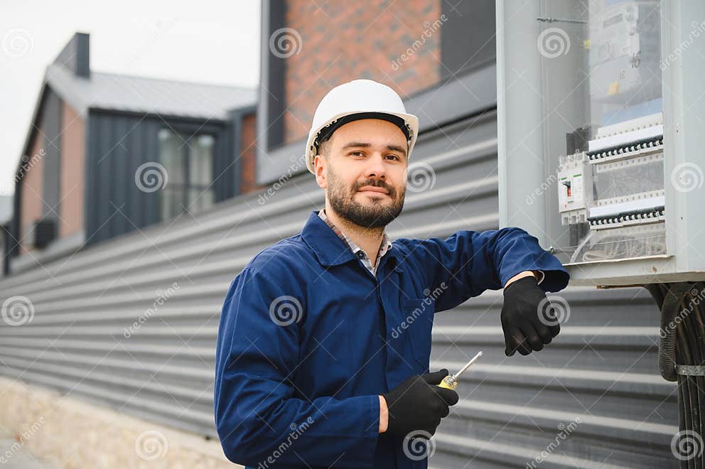Electrical Engineer Approving Power Distribution Box Installation on ...