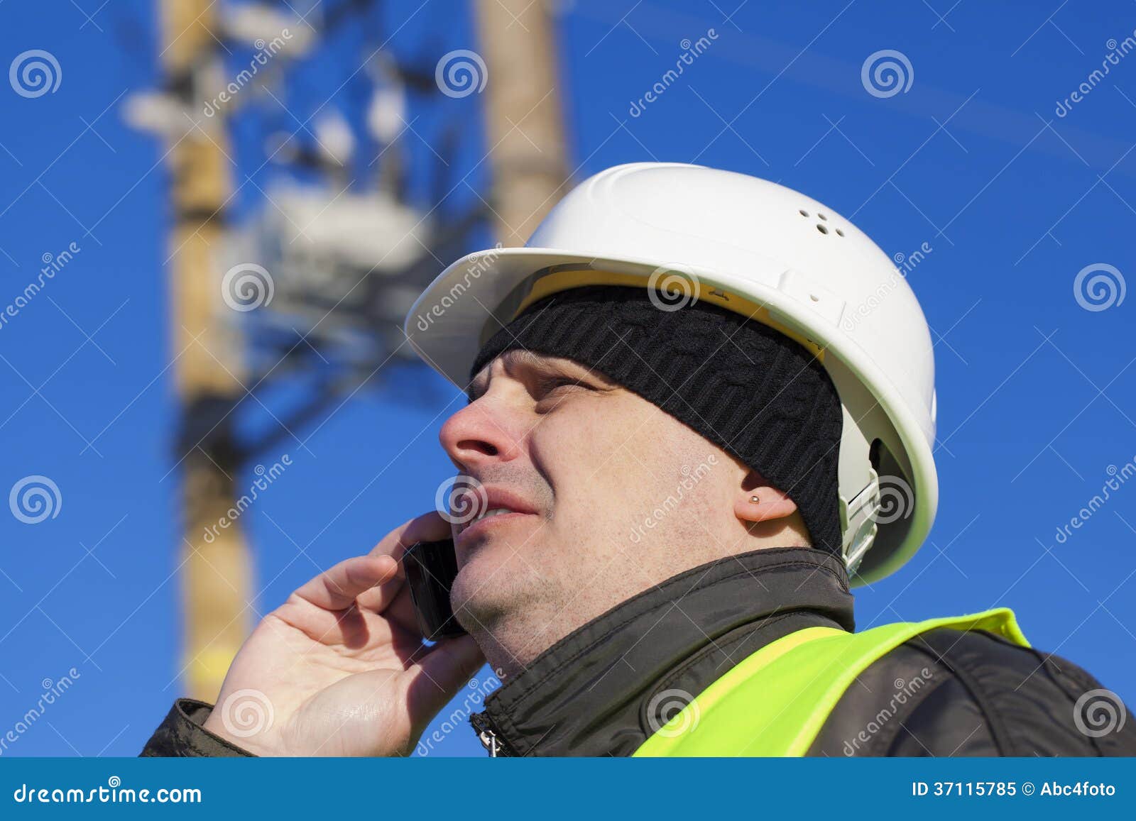 Electrical Engineer with Cell Phone Stock Image - Image of outdoors ...