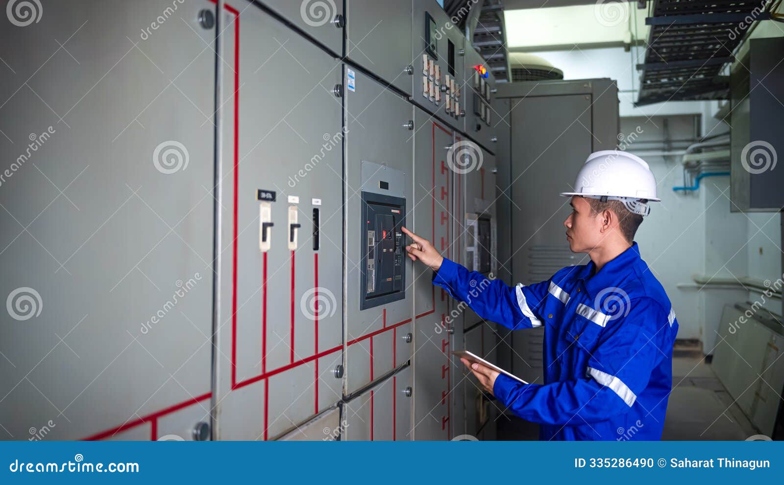 Electrical Engineer Check the Operation of the Main Electrical Control ...