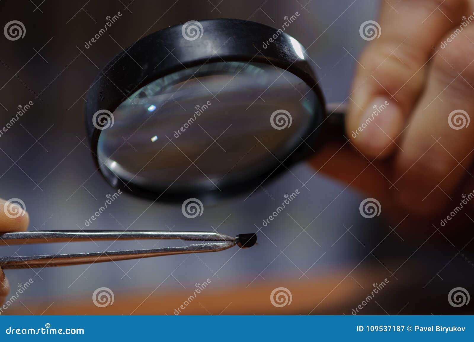 Electrical Engineer Checking Diode with Magnifier Stock Image - Image ...