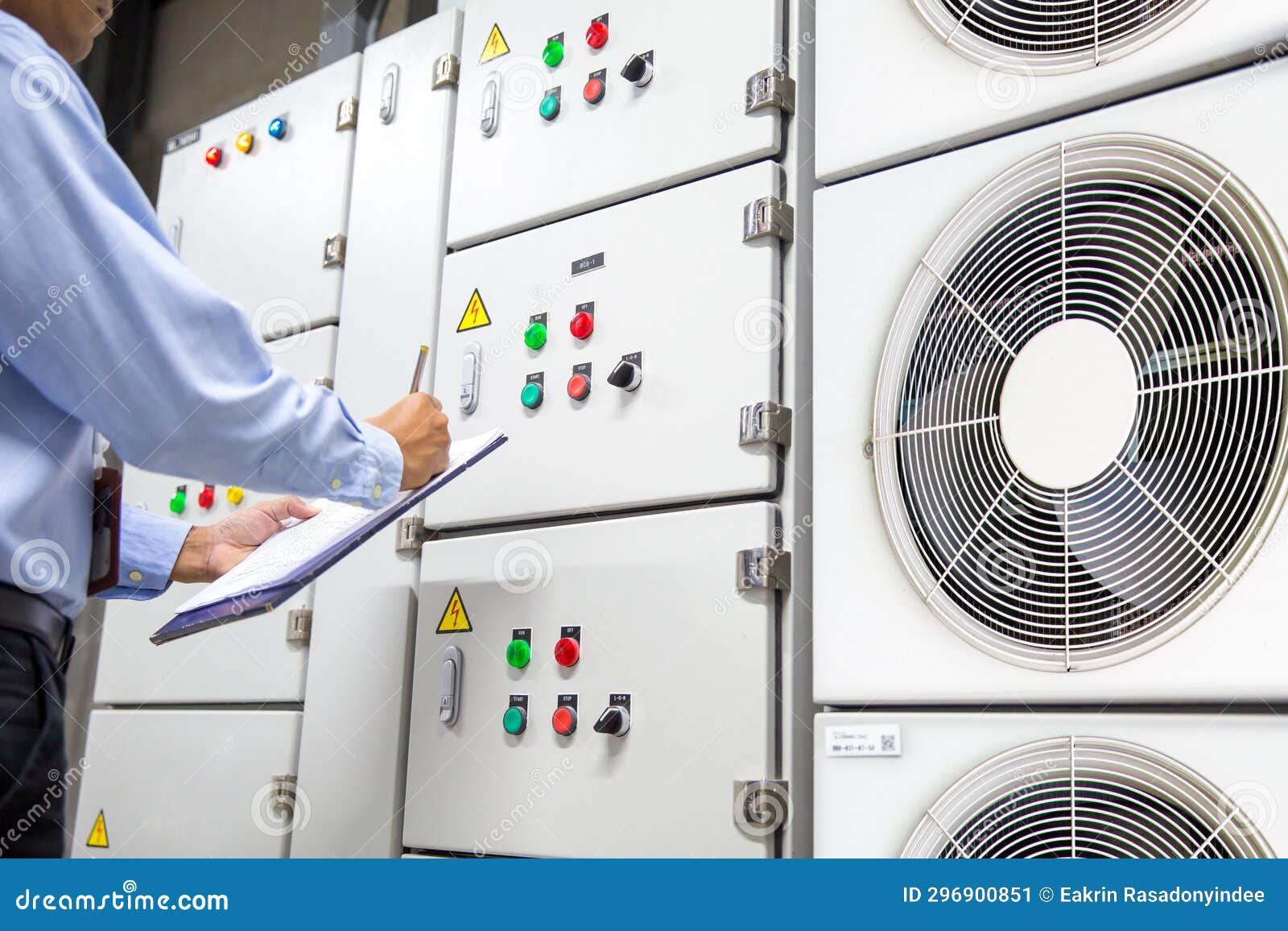 Electrical Engineer Checking Electric at Circuit Breaker of Air ...