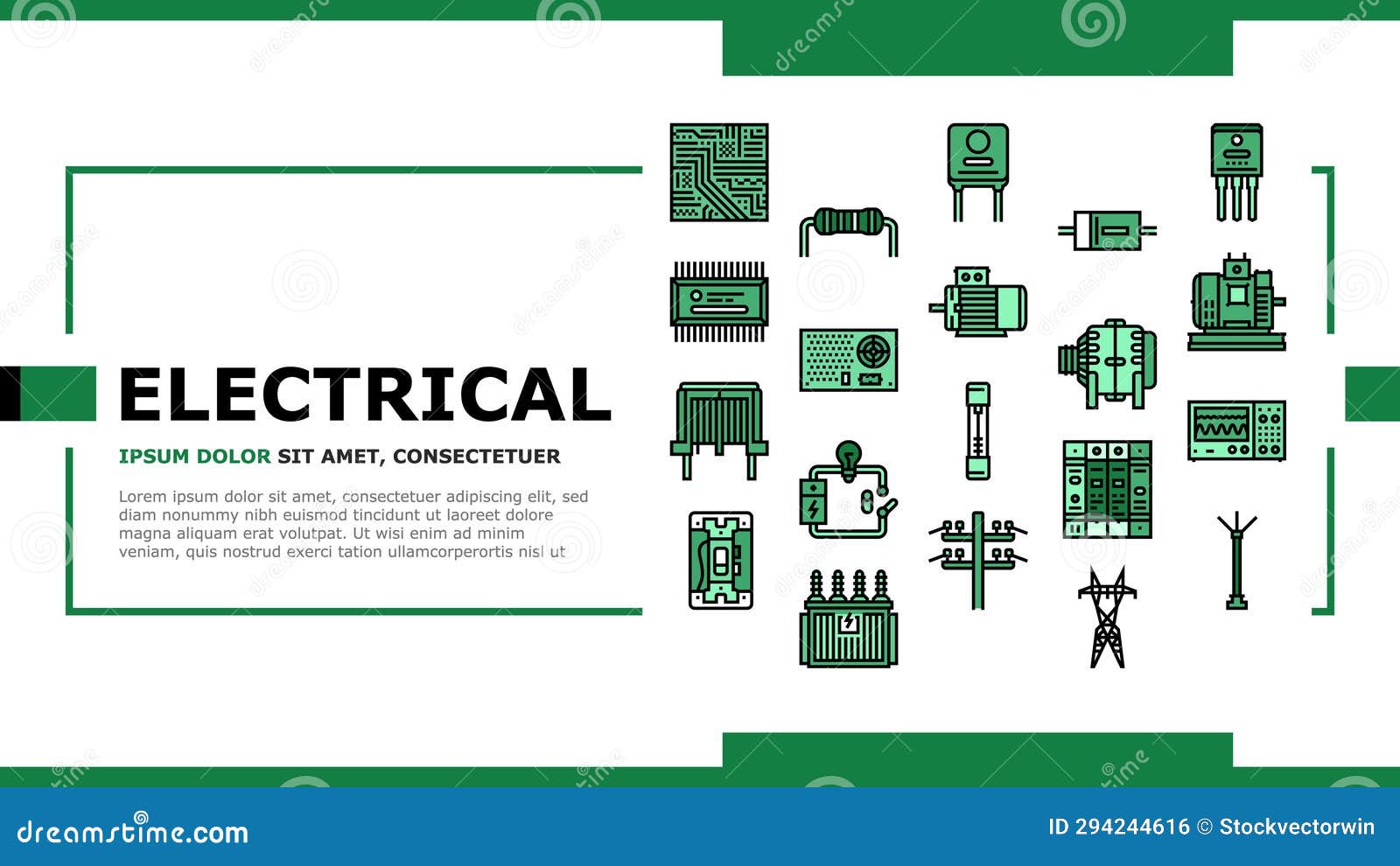 Electrical Engineer Industry Work Landing Header Vector Stock Vector ...