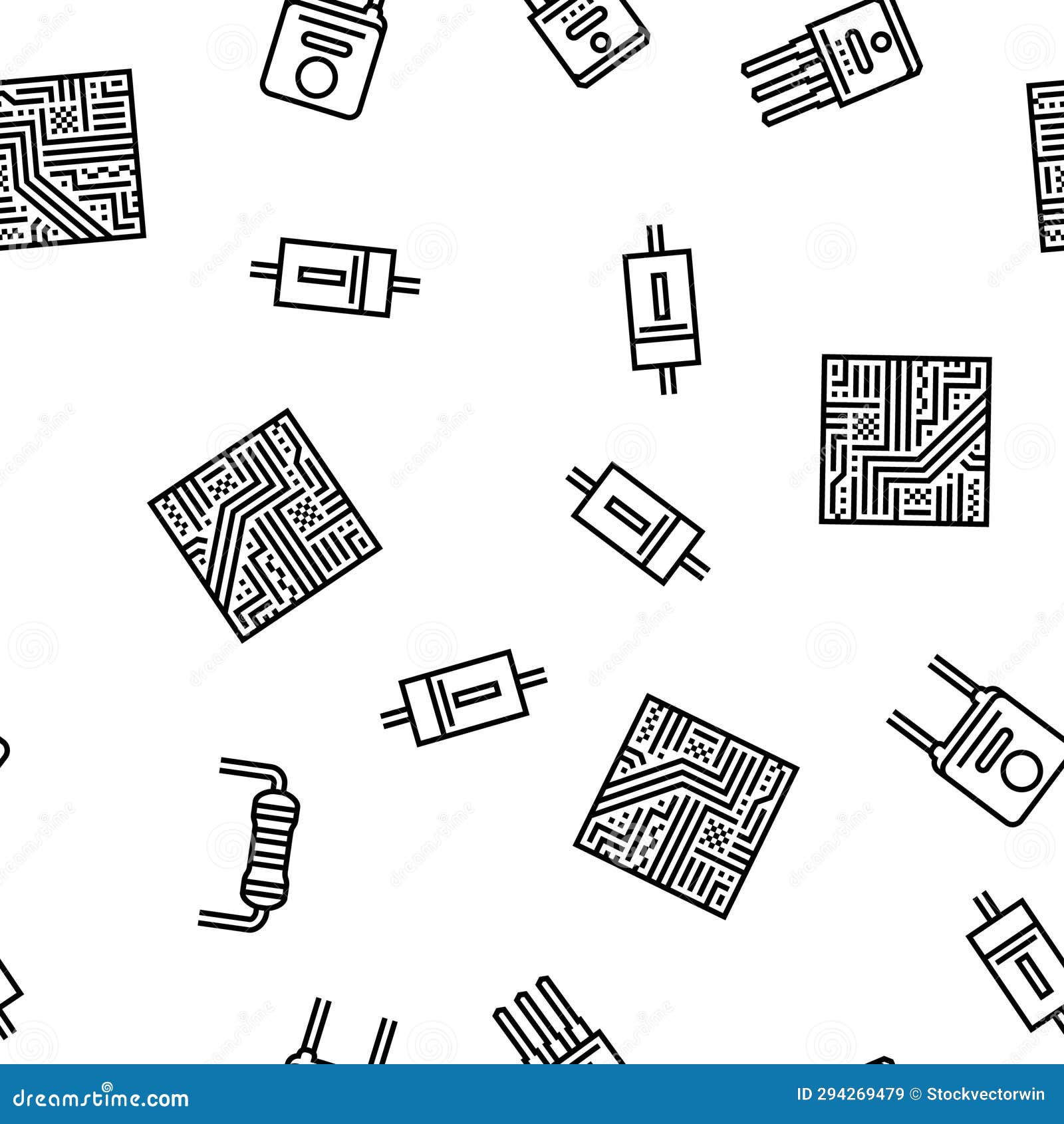 Electrical Engineer Industry Work Vector Seamless Pattern Stock Vector ...