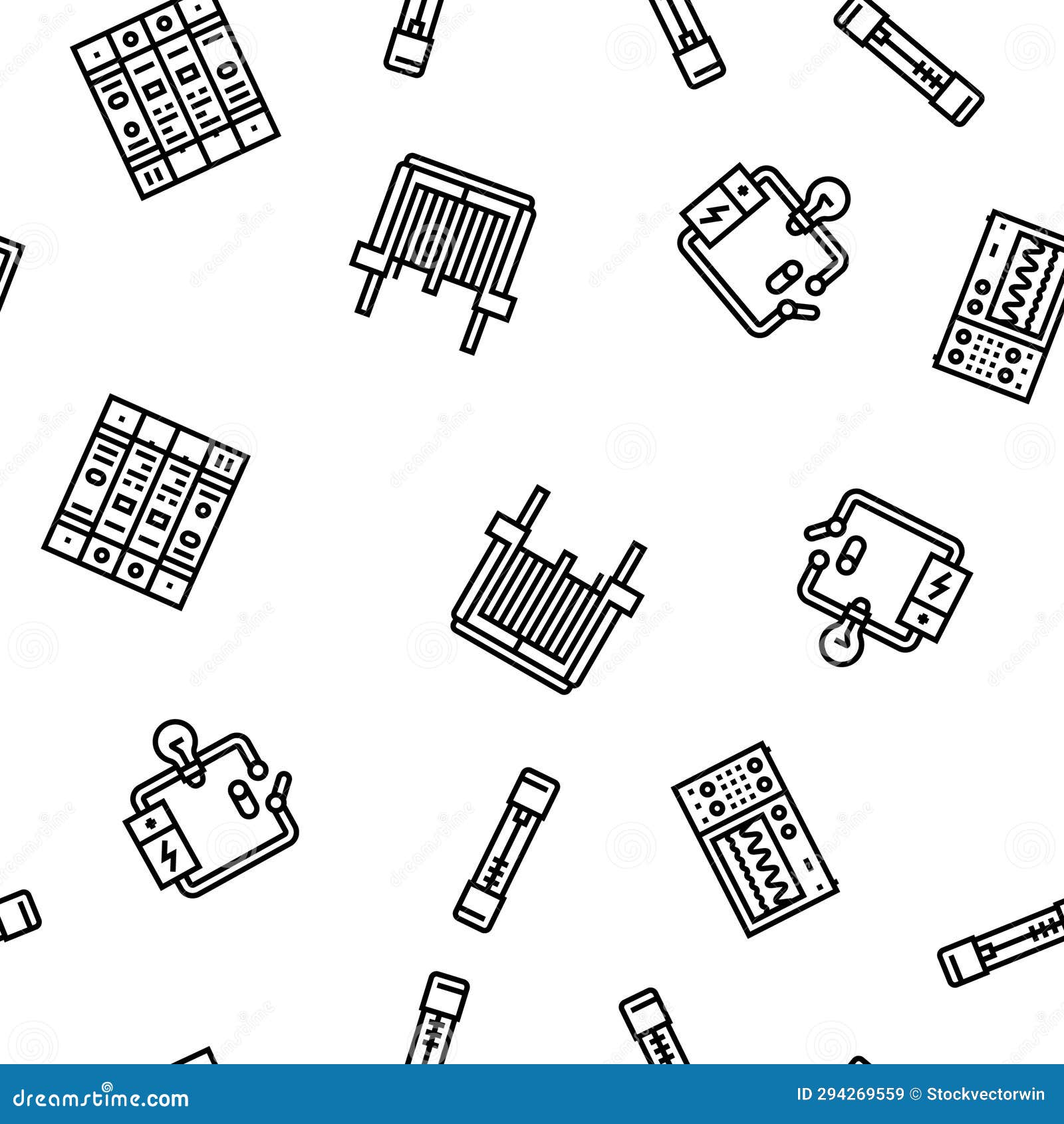 Electrical Engineer Industry Work Vector Seamless Pattern Stock ...