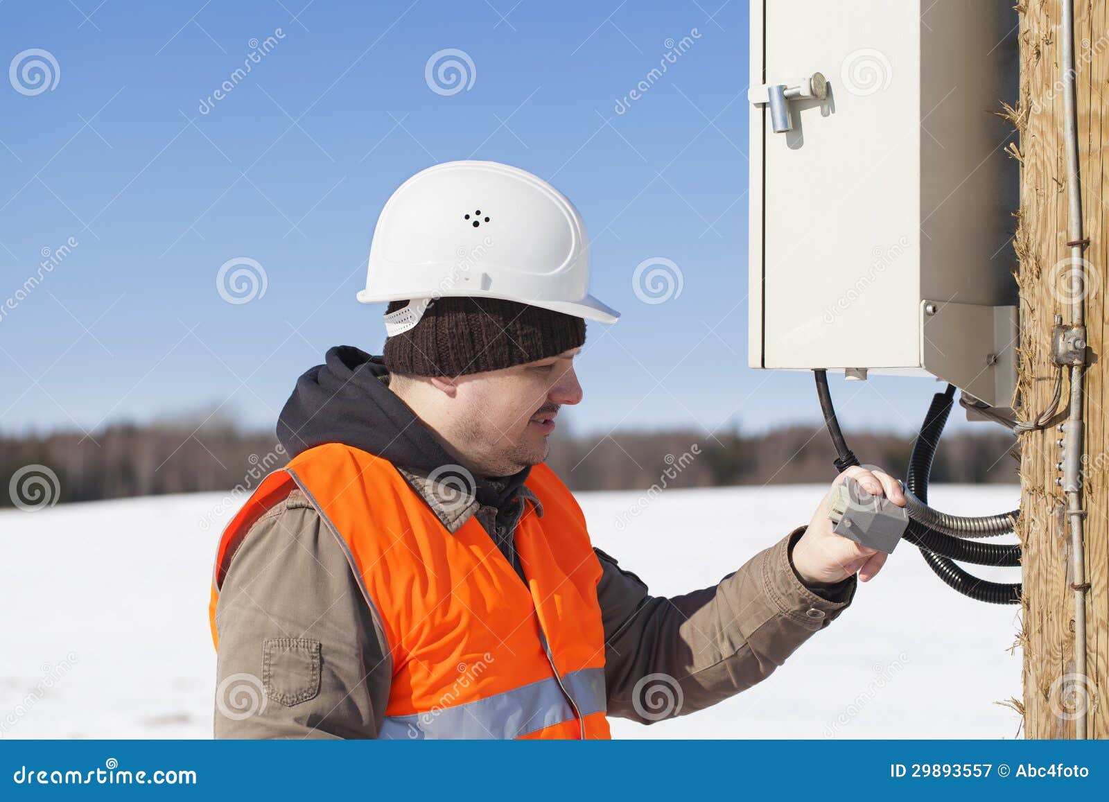 Electrical Engineer Inspect Electric Lines Stock Image - Image of cute ...