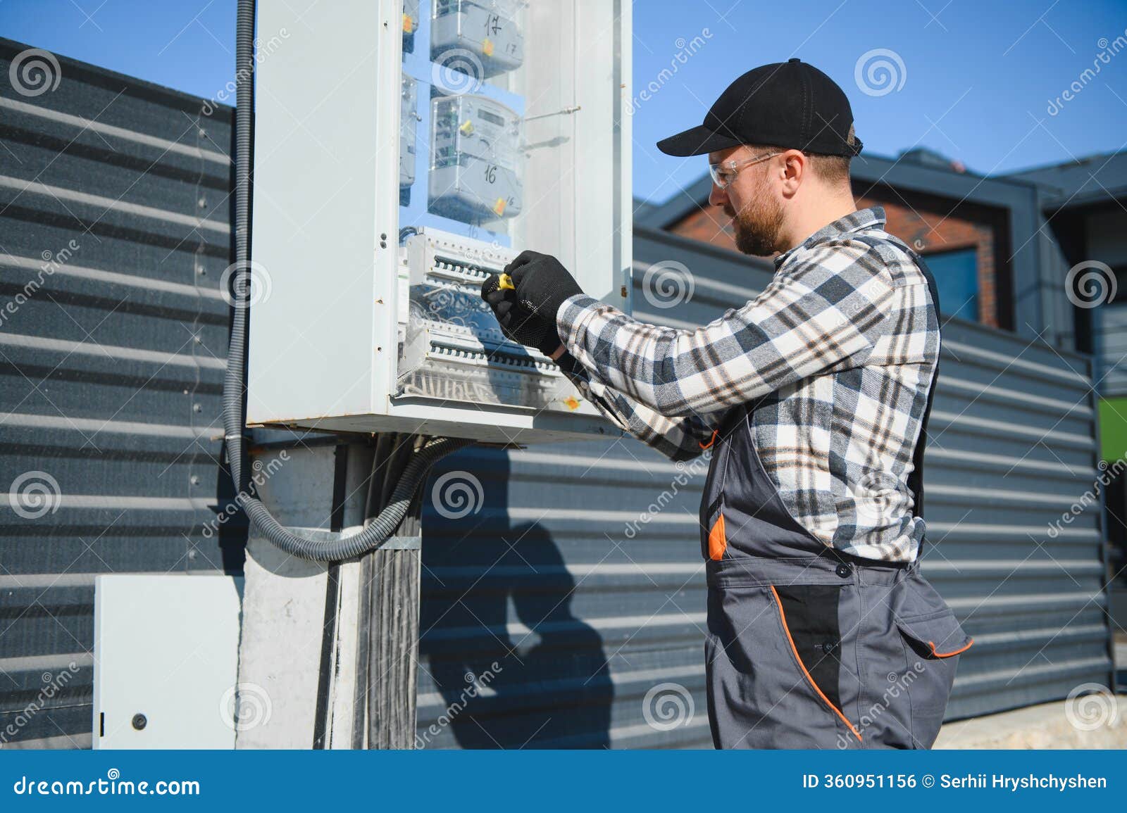 Electrical Engineer Mounting External Power Distribution Box Stock ...