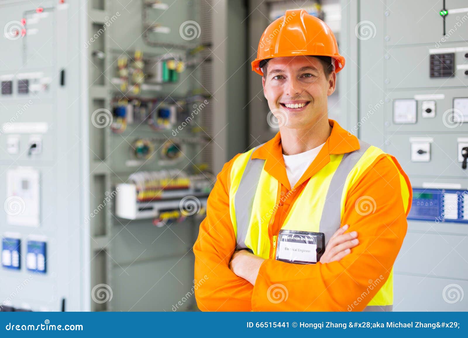 Electrical Engineer Standing Stock Image - Image of hardhat, arms: 66515441