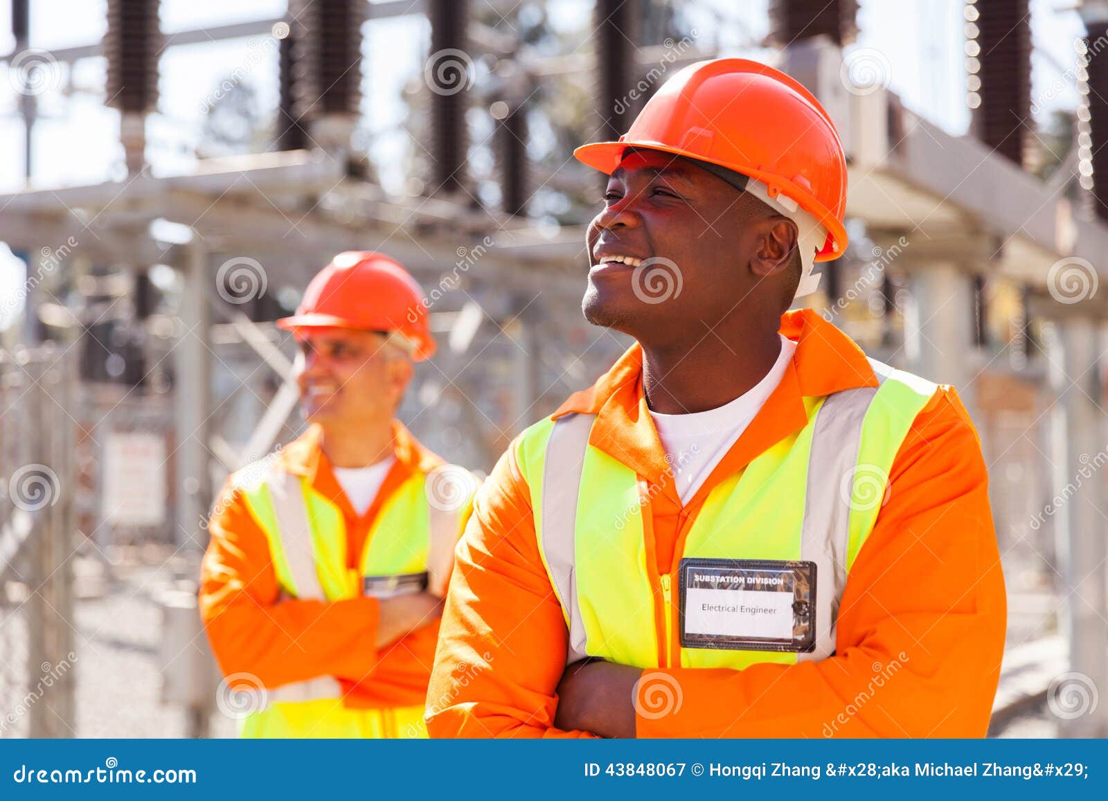 Electrical Engineer Substation Stock Image - Image of electric, arms ...