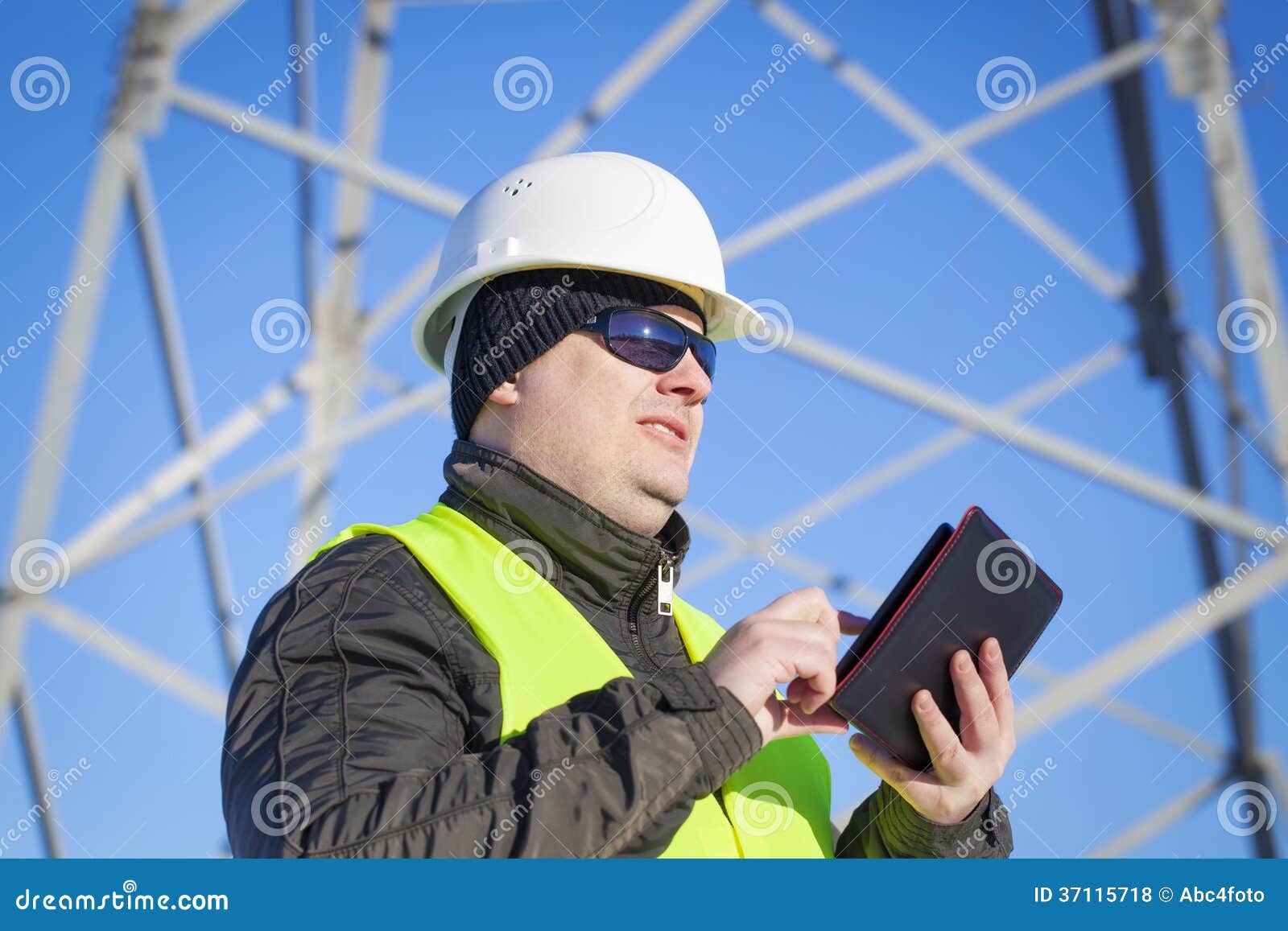 Electrical Engineer with Tablet PC Stock Photo - Image of male, power ...