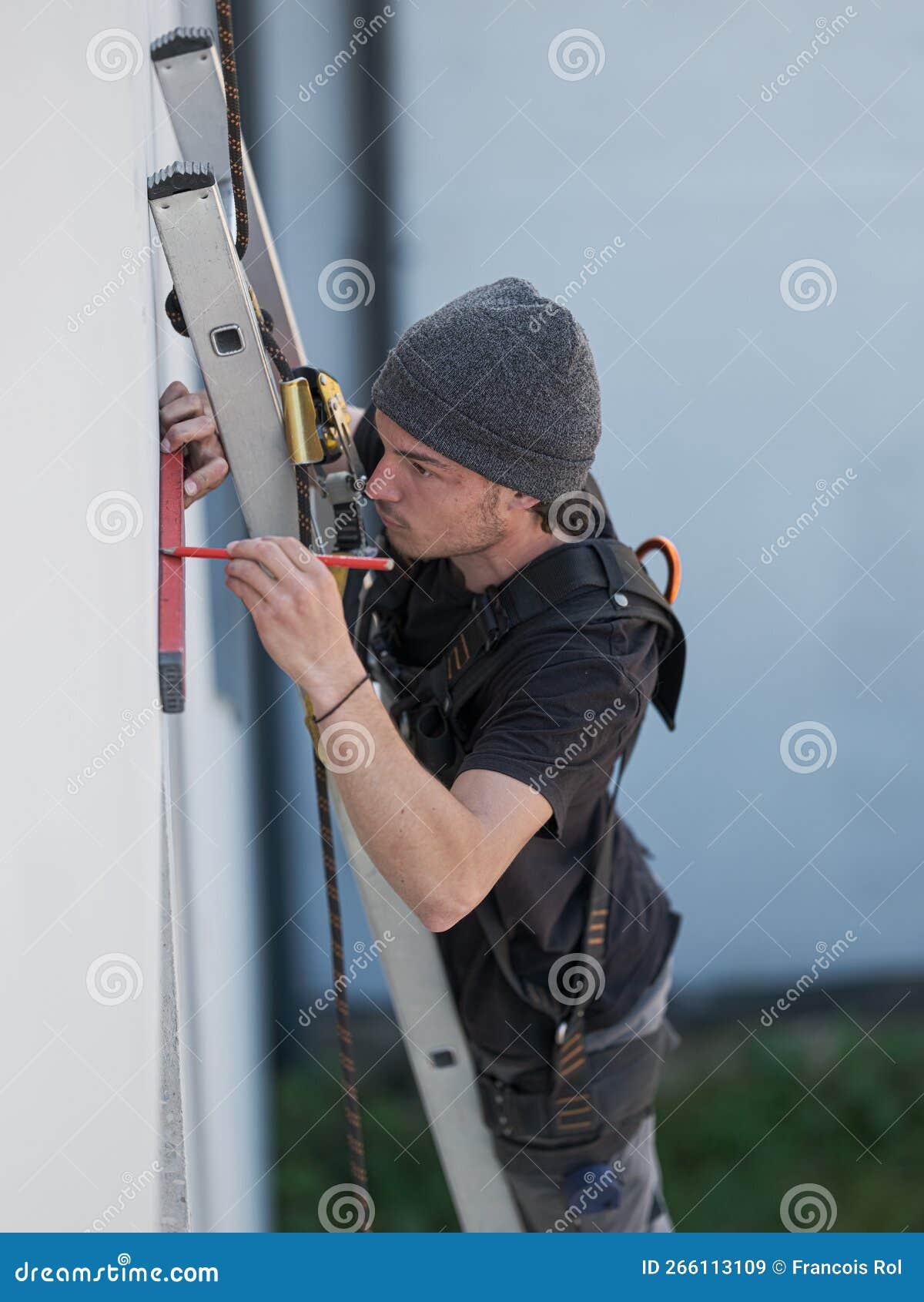 An Electrical Engineer of the Team Installs the Electrical Cables for ...