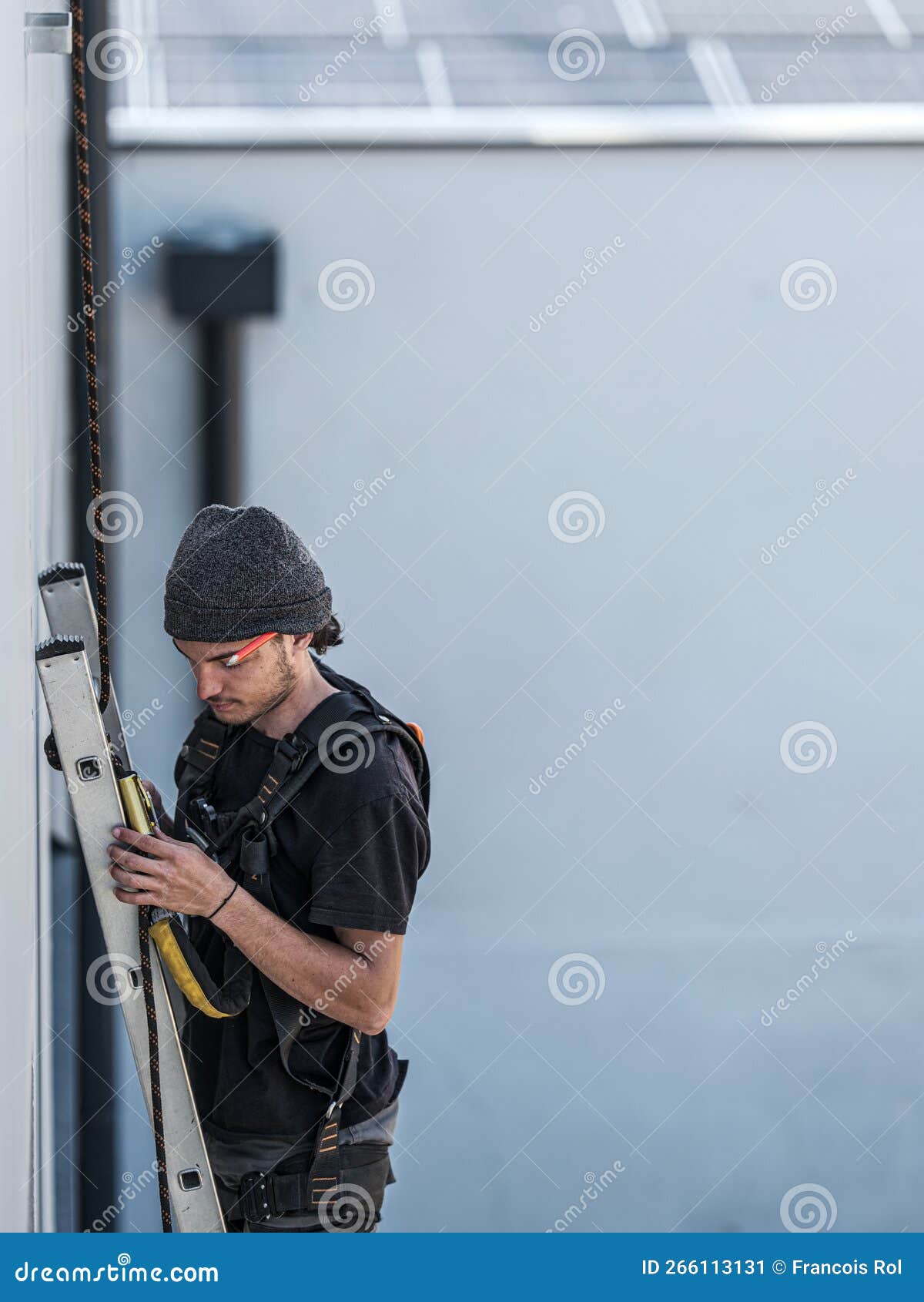An Electrical Engineer of the Team Installs the Electrical Cables for ...
