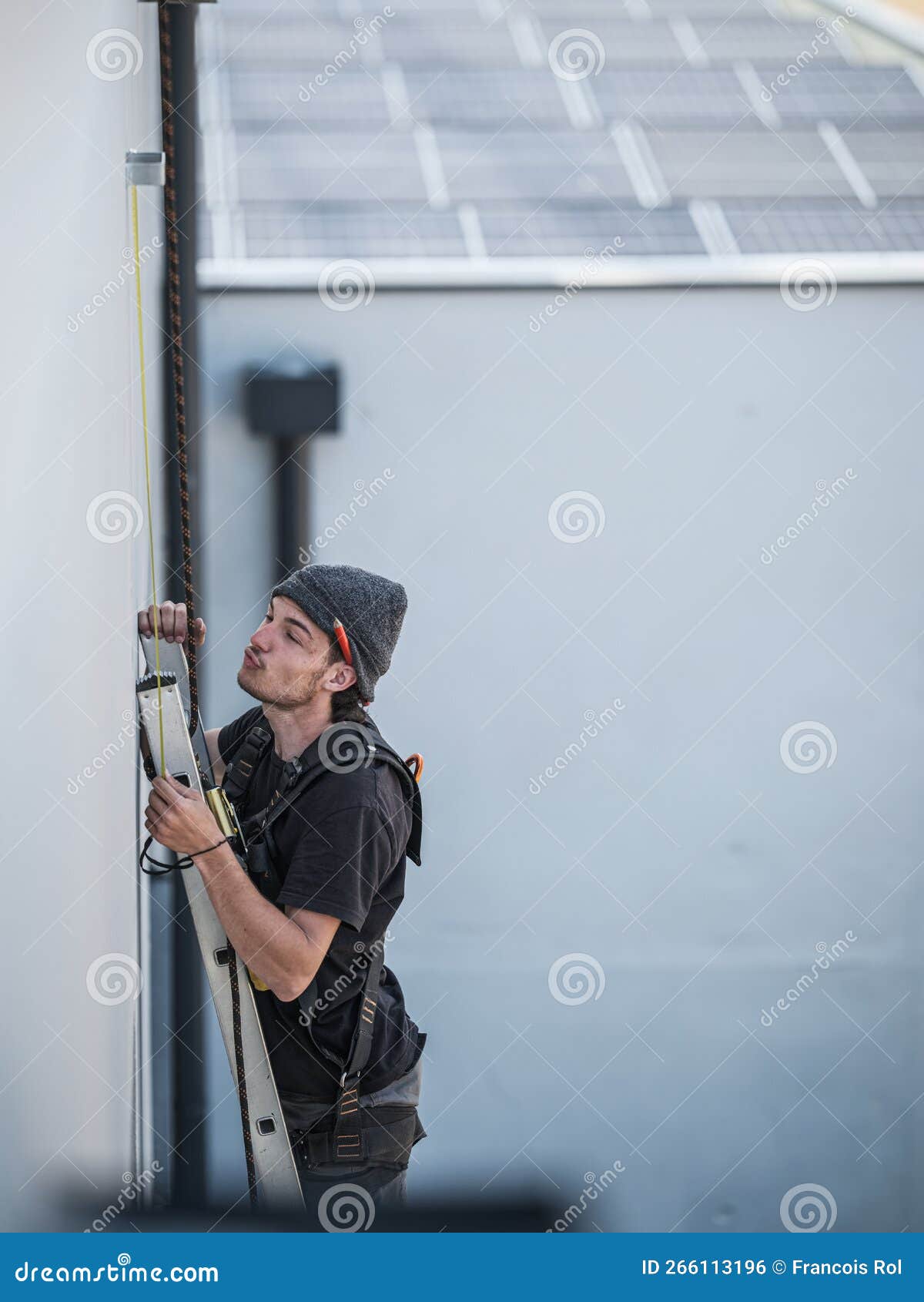 An Electrical Engineer of the Team Installs the Electrical Cables for ...