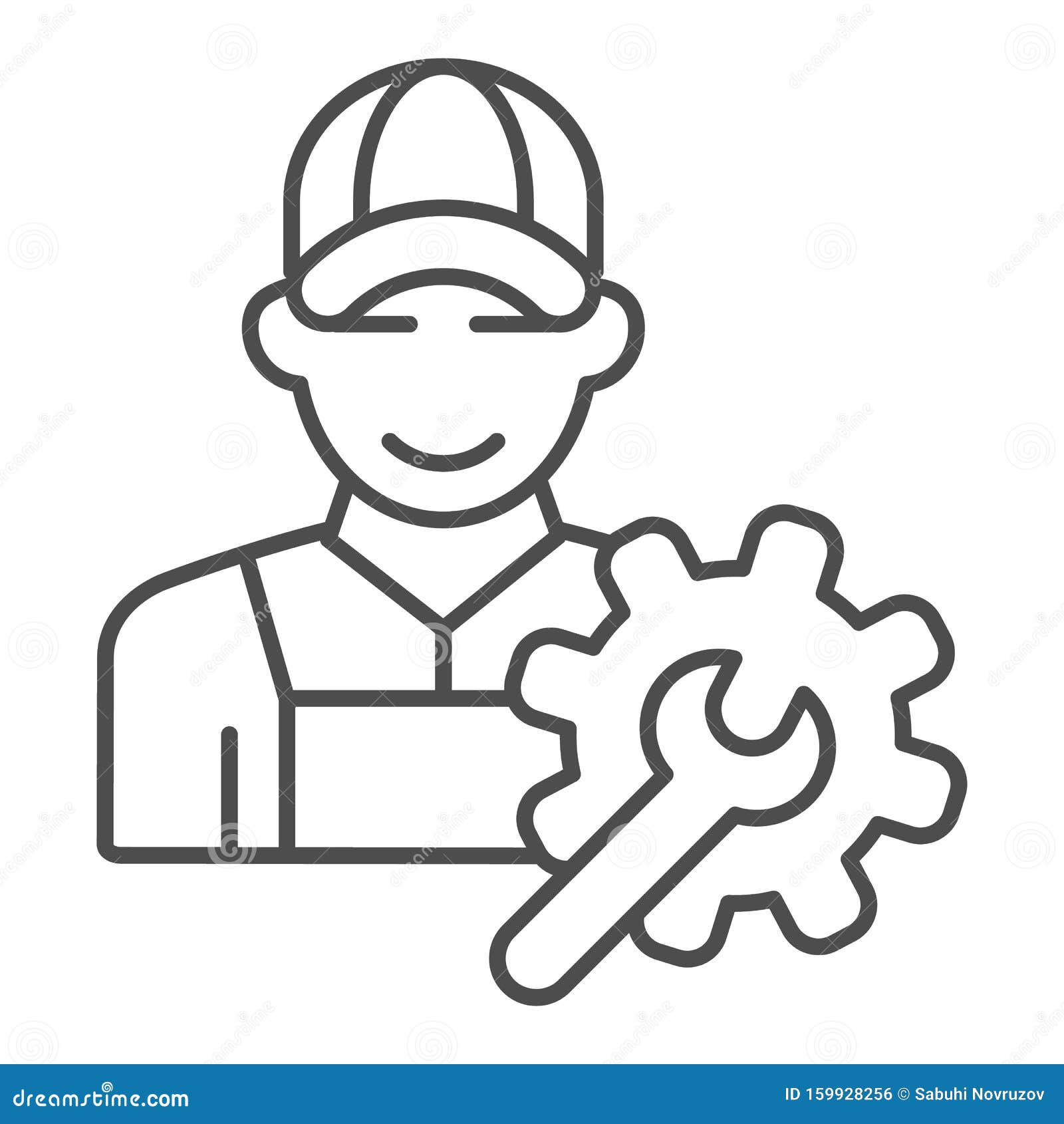 Electrical Engineer Thin Line Icon. Worker Man Vector Illustration ...