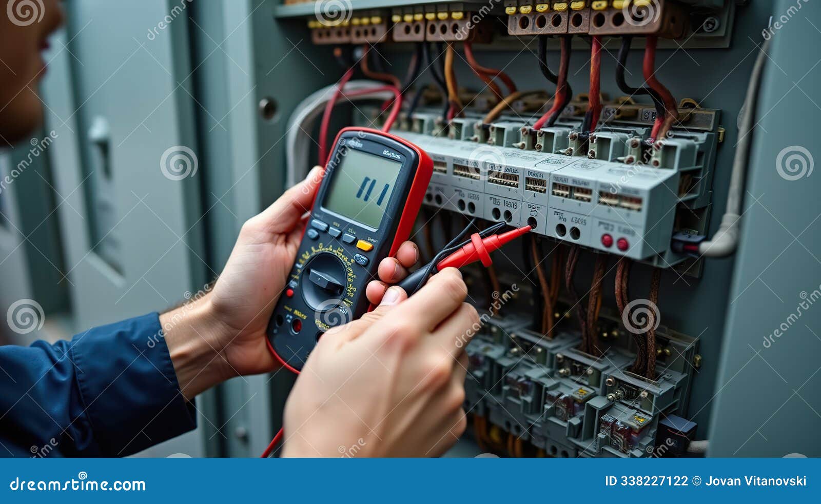 Electrical Engineer Testing Wiring With Digital Multimeter Tool Stock ...