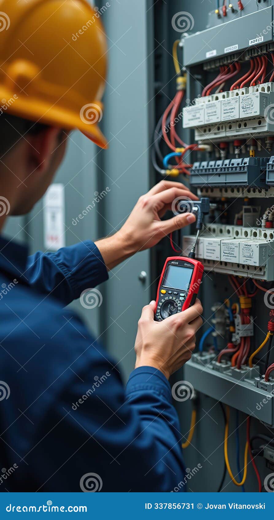 Electrical Engineer Tests Wiring And Installations On Protective Relays ...