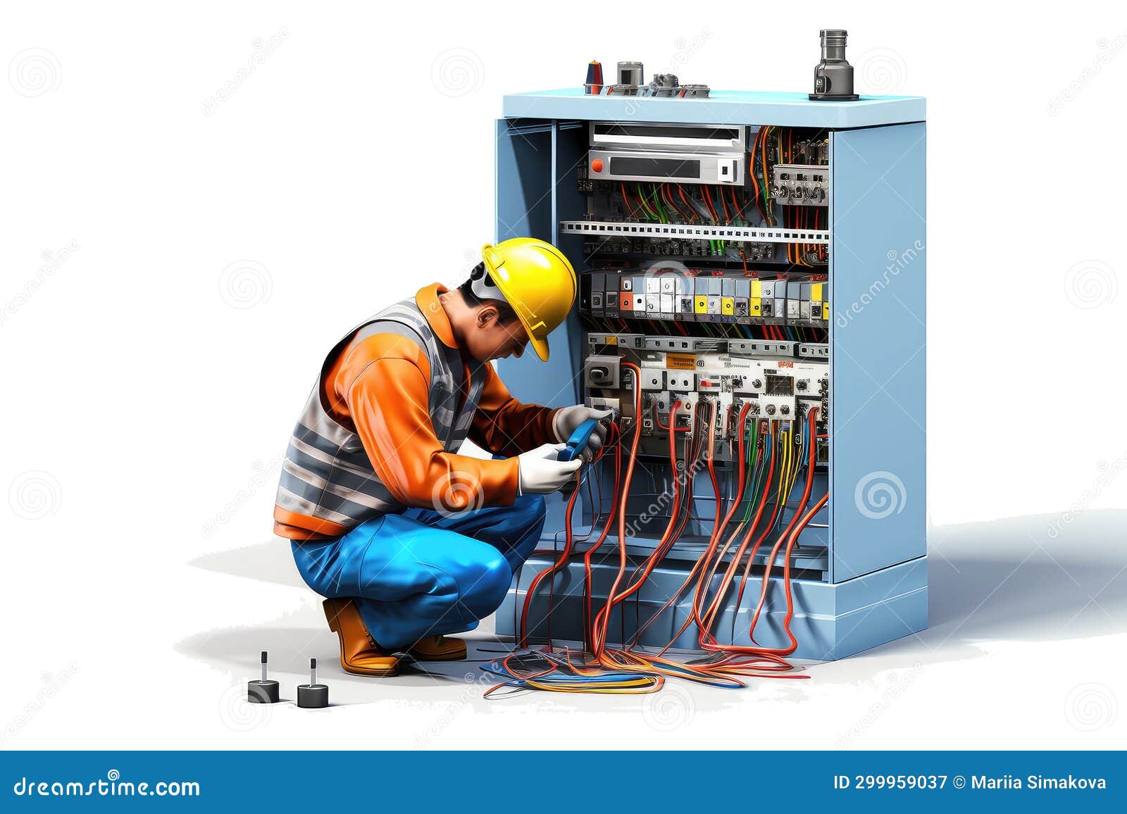Electrical Engineer during the Work 3d Colorful Illustration ...