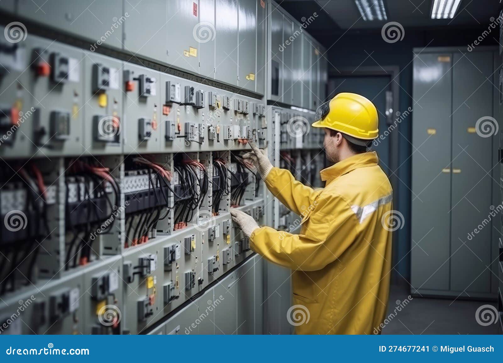 Electrical Engineer Working on Electrical Cabinet Control Stock ...