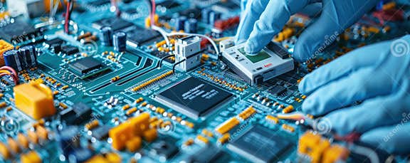 Electrical Engineer Working with Circuit Boards Stock Illustration ...