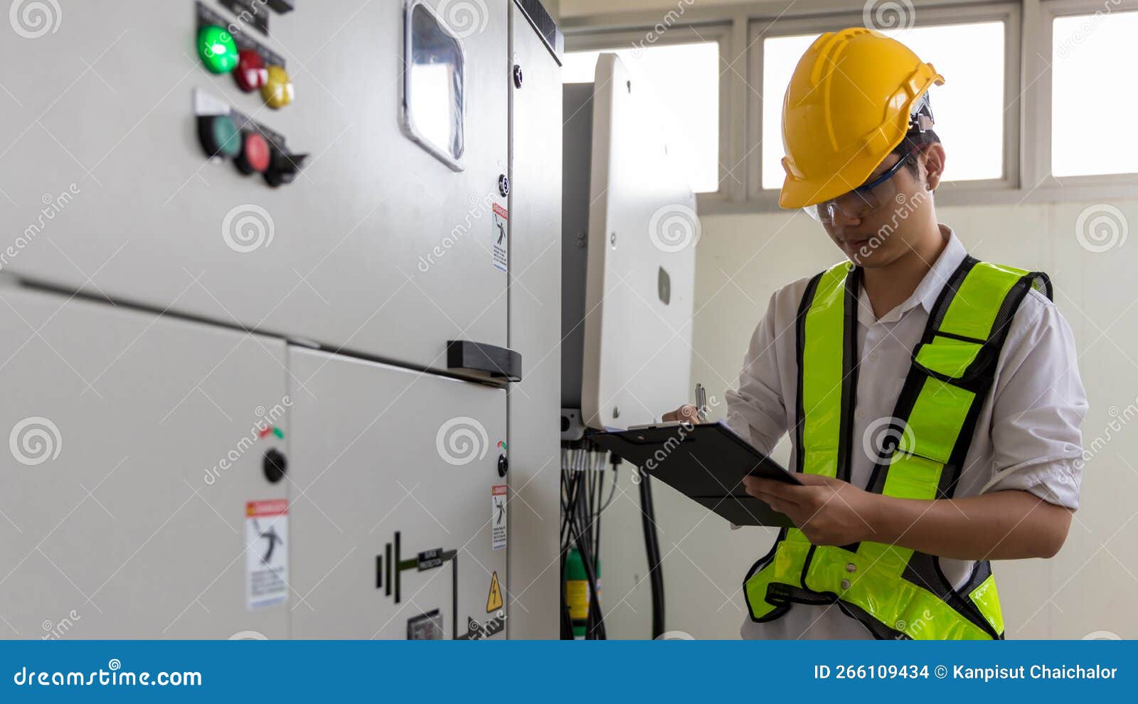 Electrical Engineer Working in Control Room. Electrical Engineer Man ...