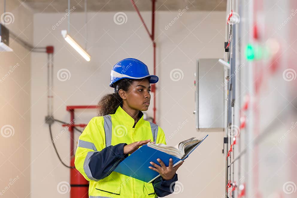 Electrical Engineer Working in Control Room. Electrical Engineer Man ...
