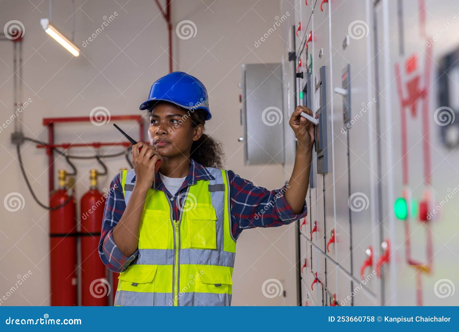 Electrical Engineer Working in Control Room. Electrical Engineer Man ...
