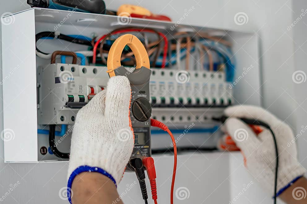 Electrical Engineer is Working on a Home Electrical Control Panel ...