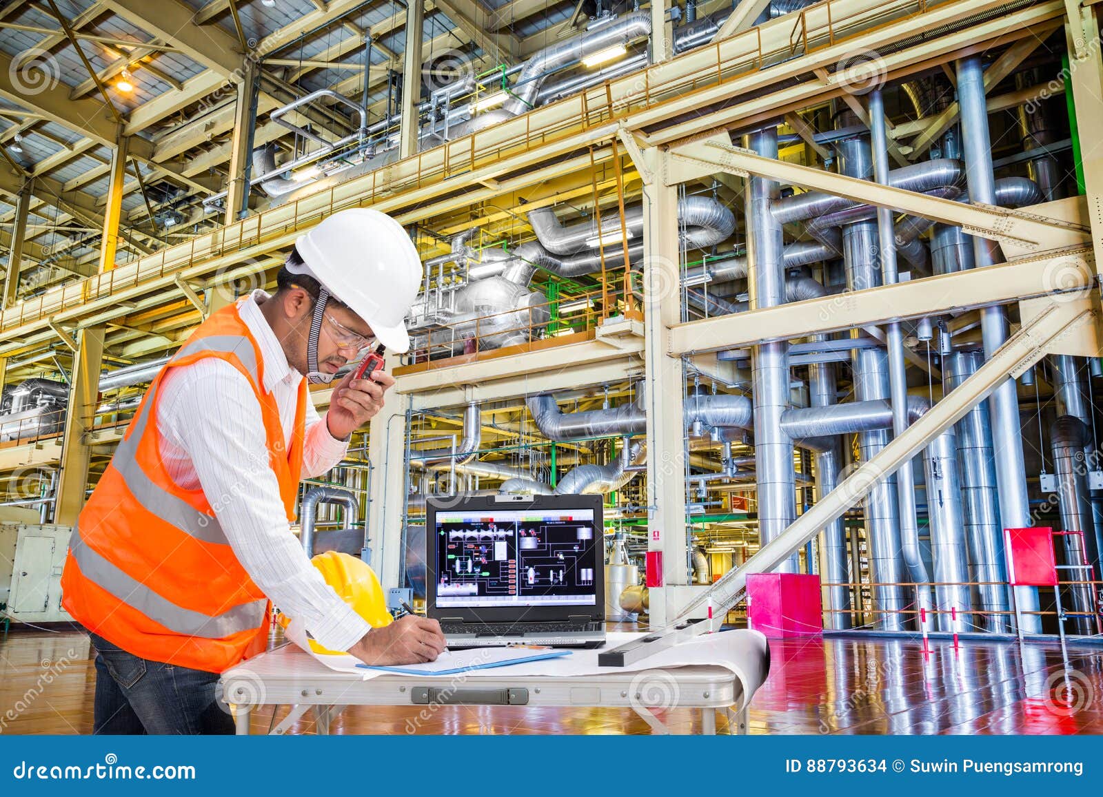 Electrical Engineer Working in Modern Thermal Power Plant Stock Photo ...