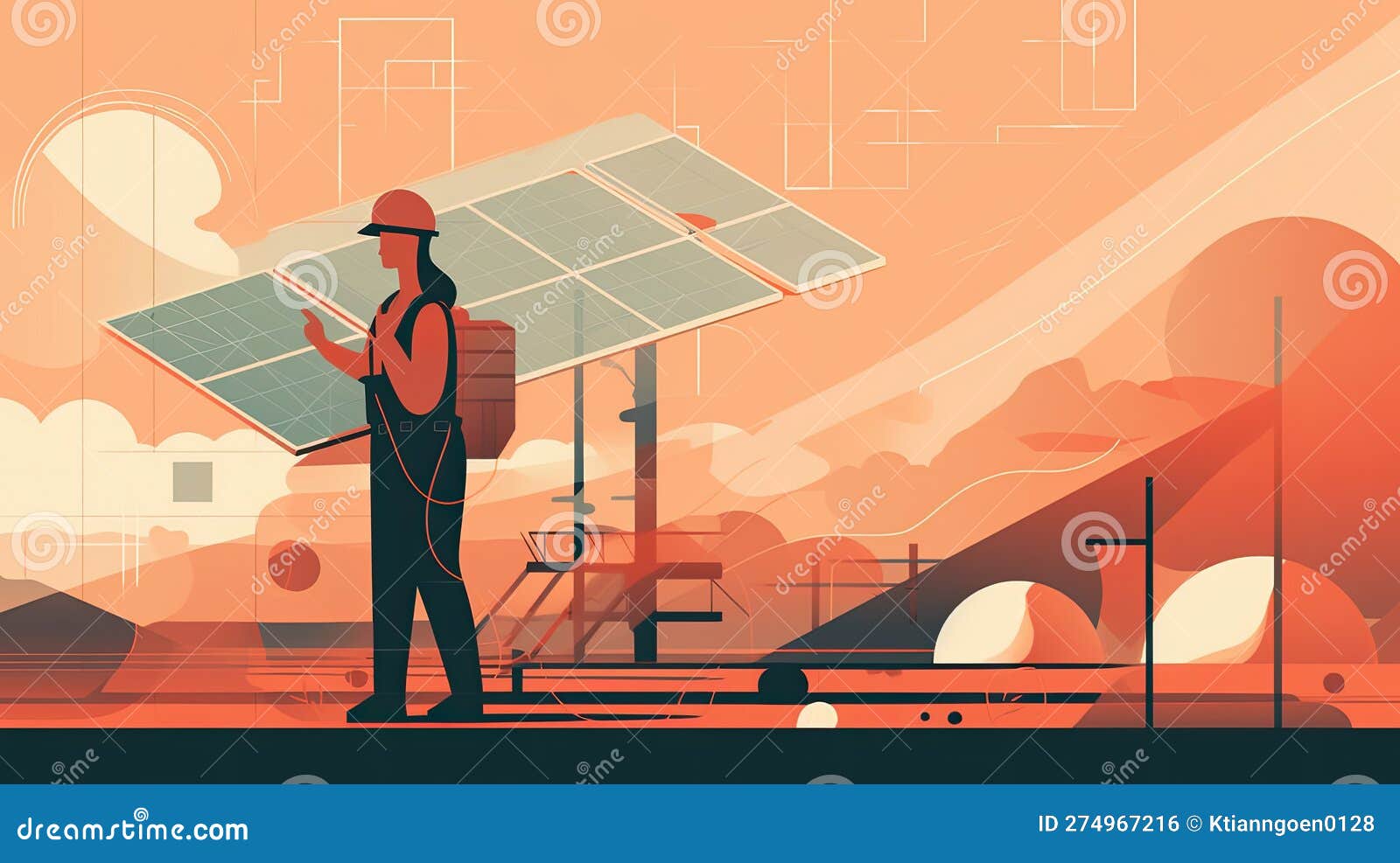 Electrical Engineer Working on a Renewable Energy Project, Solar Panel ...