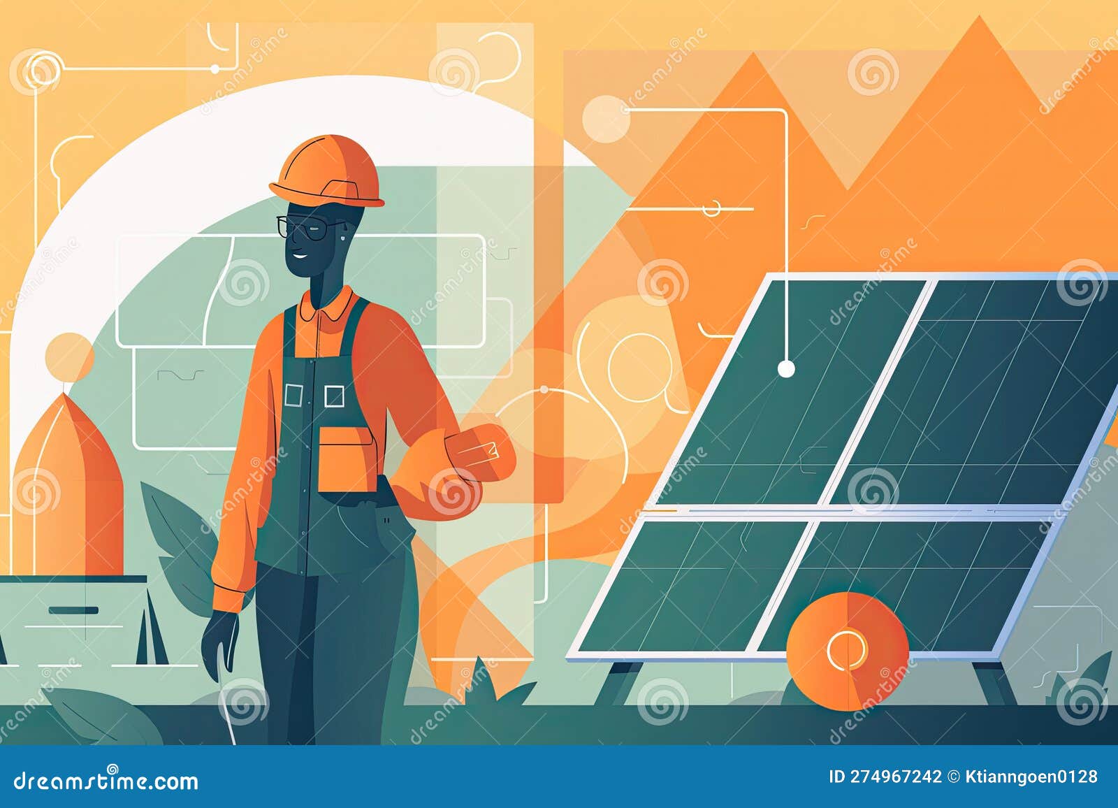 Electrical Engineer Working on a Renewable Energy Project, Solar Panel ...