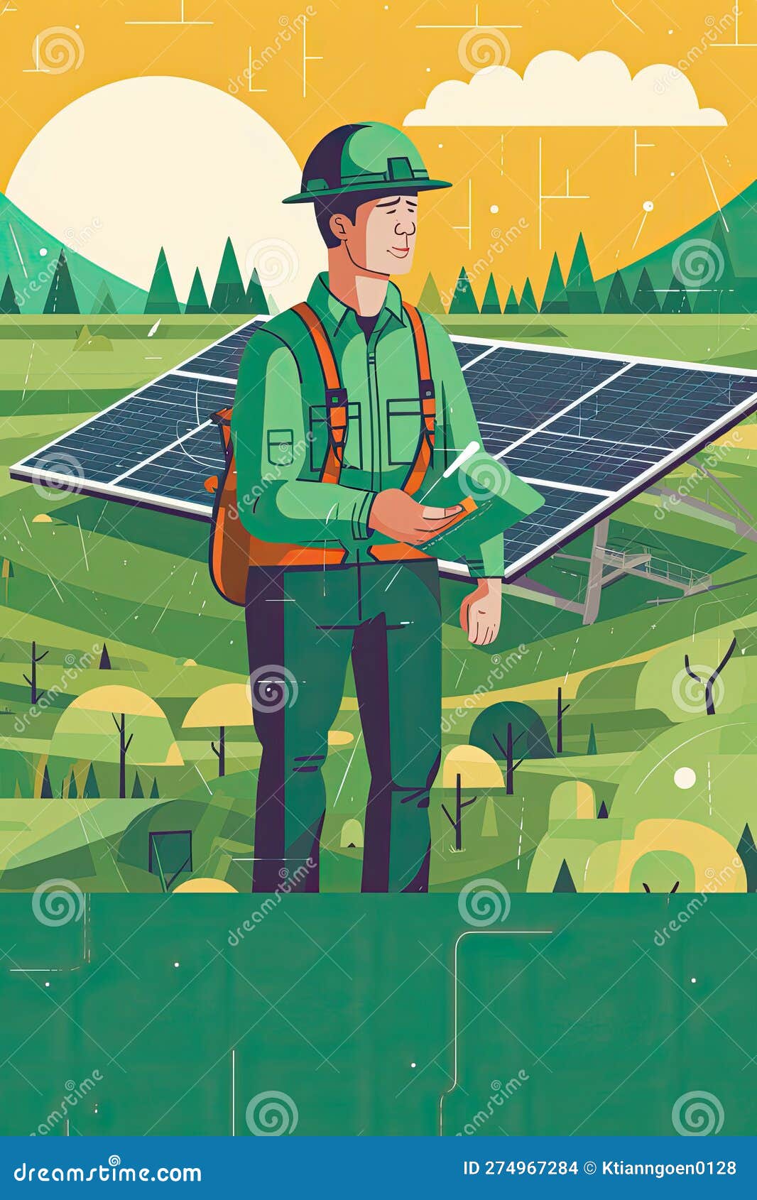 Electrical Engineer Working on a Renewable Energy Project, Solar Panel ...
