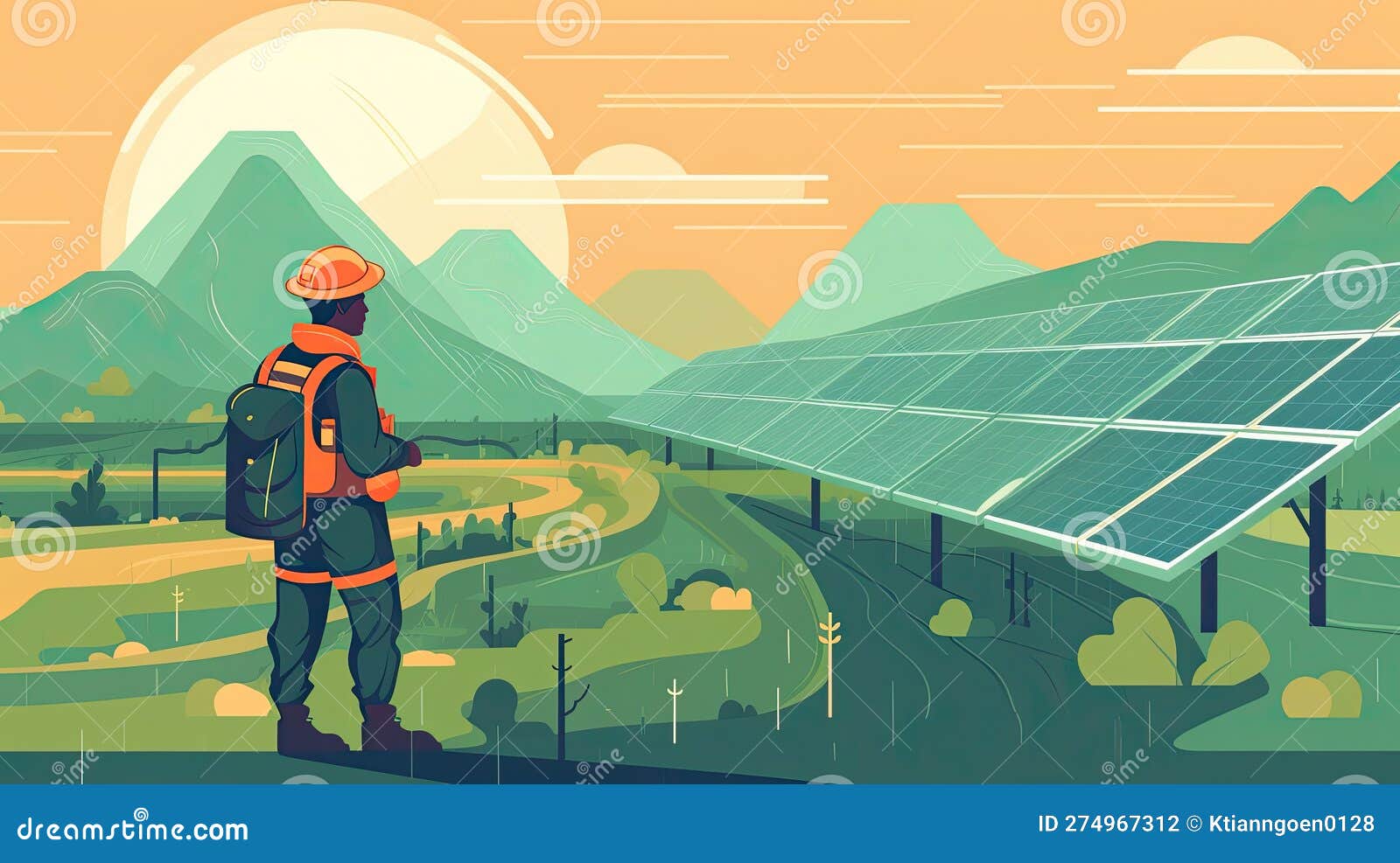 Electrical Engineer Working on a Renewable Energy Project, Solar Panel ...