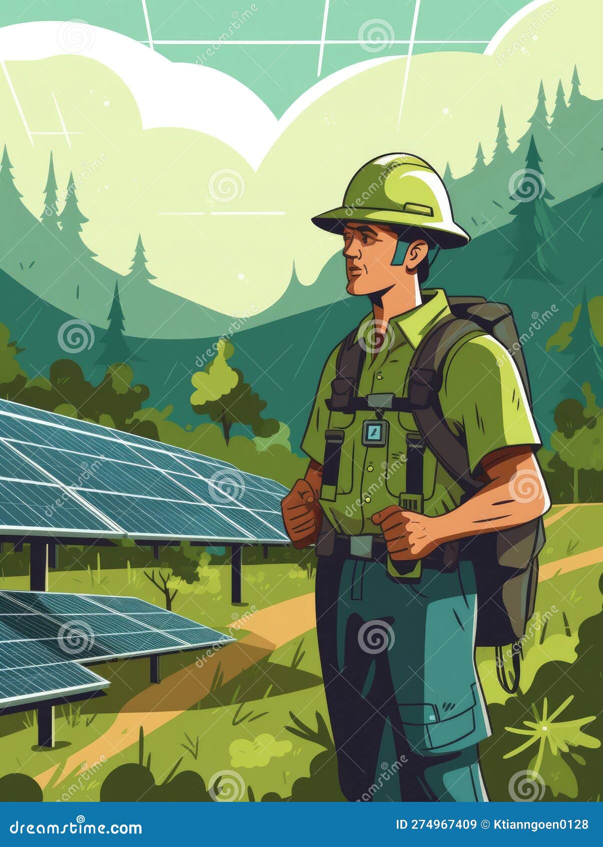 Electrical Engineer Working on a Renewable Energy Project, Solar Panel ...