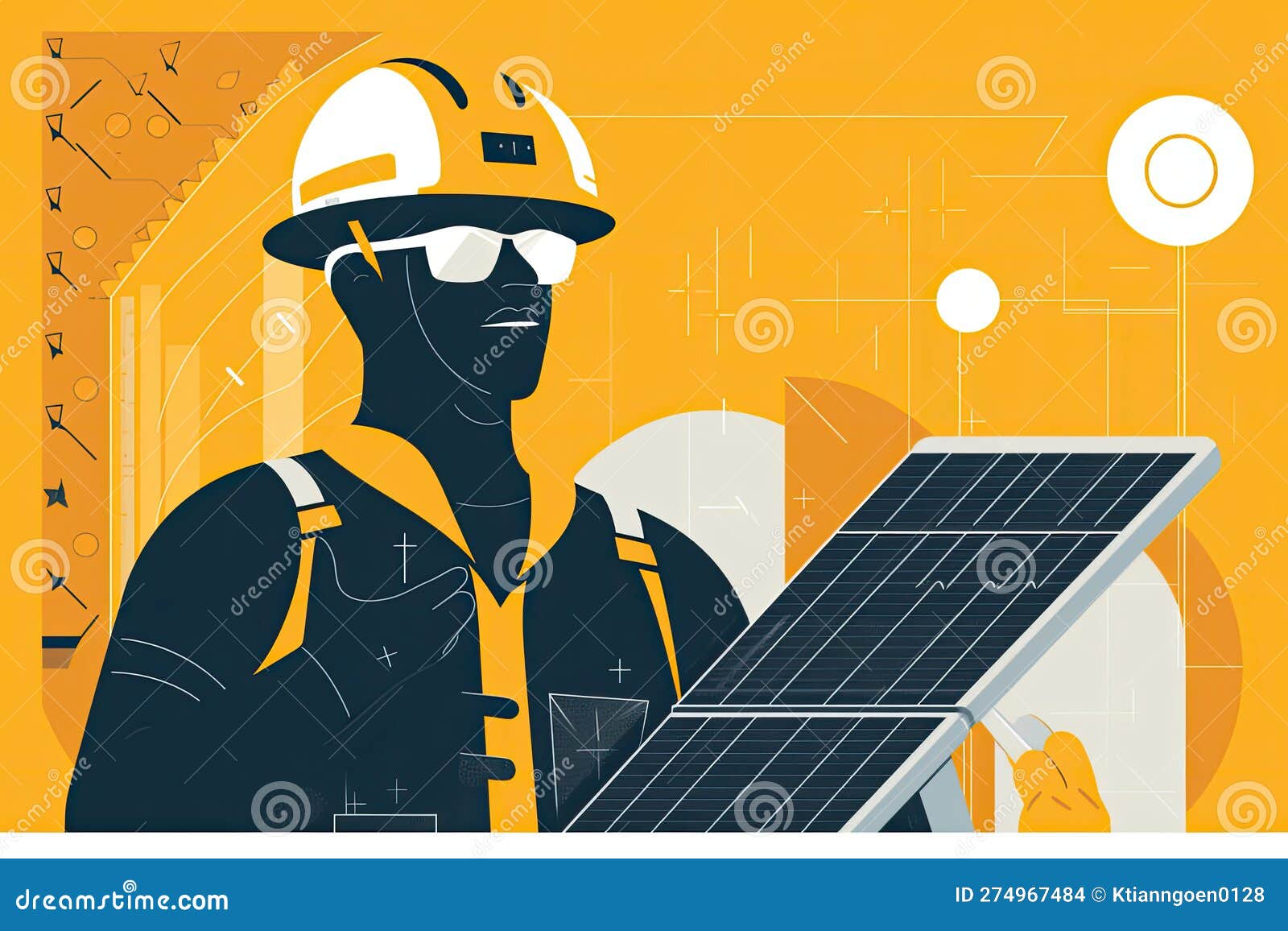 Electrical Engineer Working on a Renewable Energy Project, Solar Panel ...