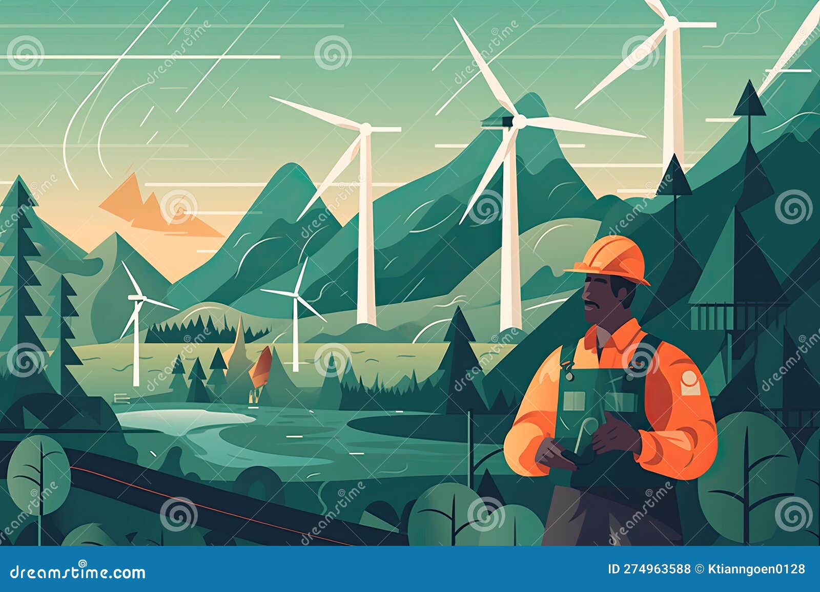 Electrical Engineer Working on a Renewable Energy Project, Wind Turbine ...