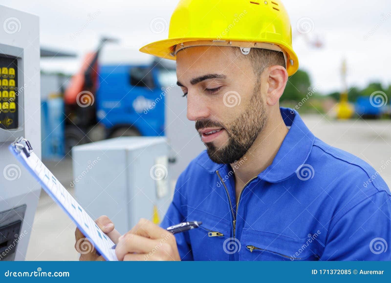 Engineer Writing Plan On Blueprint Paper Stock Photography ...