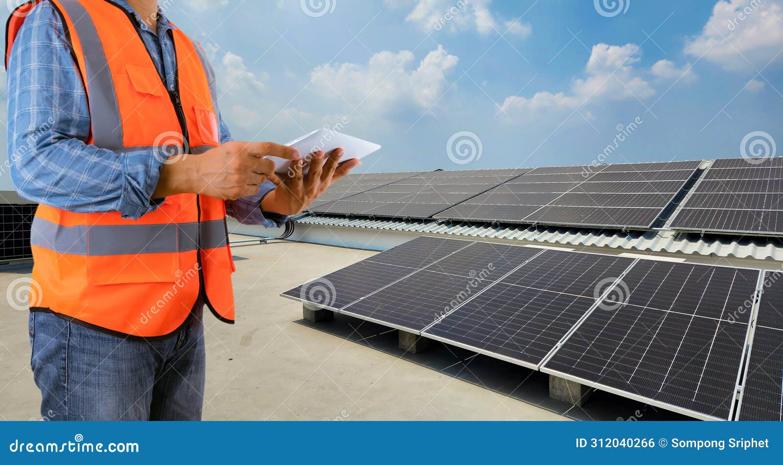 Electrical Engineering Checking Solar Cells, Clean Energy Stock Photo ...