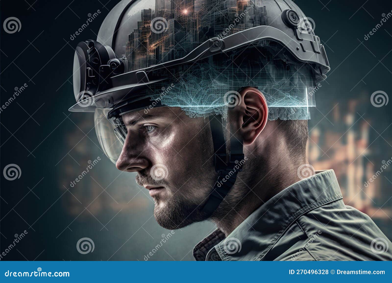 Wondrous Engineer Portrait and Electric Circuit or Wire Pattern Double ...